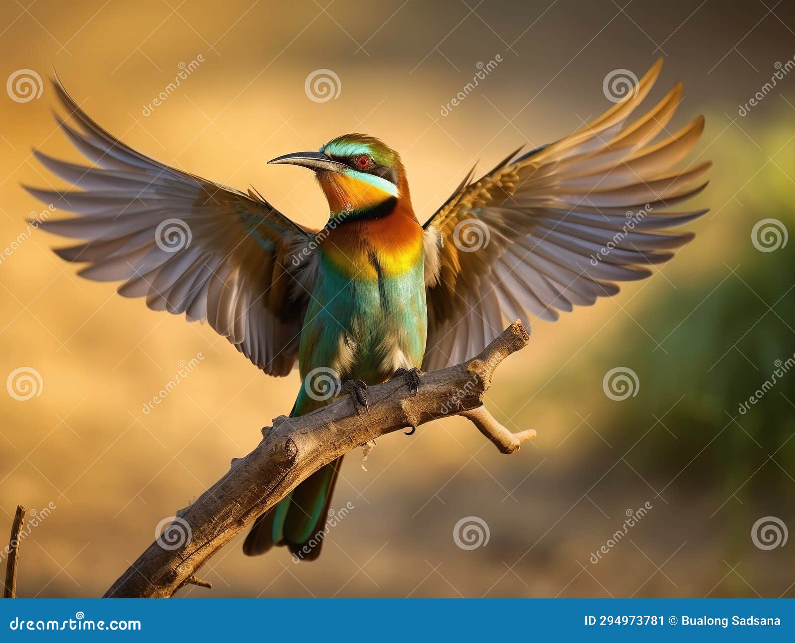 Bee Eater Spreading Wings Made with Generative AI Illustration Stock ...