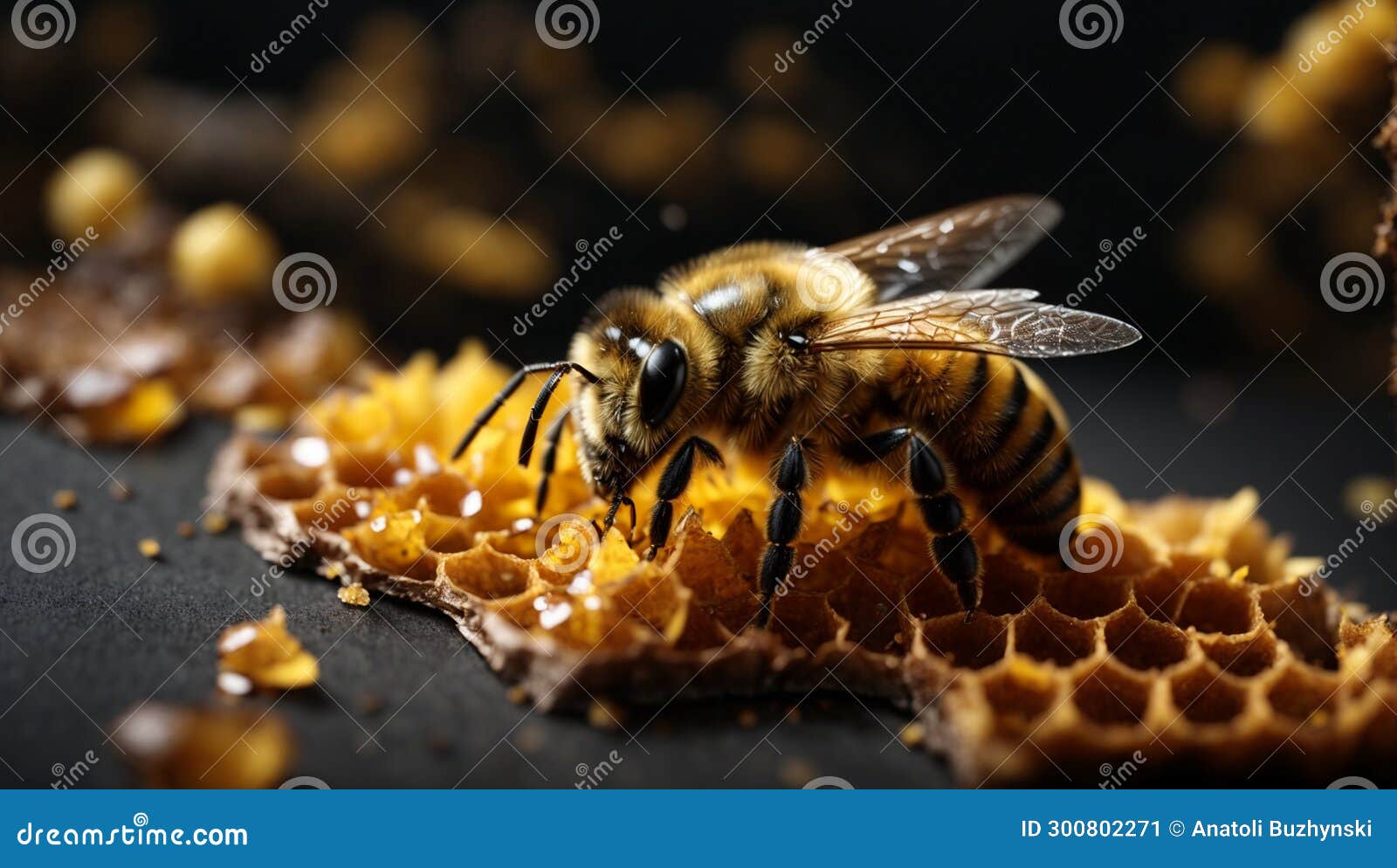 Bee eats honey stock image. Image of yellow, animal - 300802271