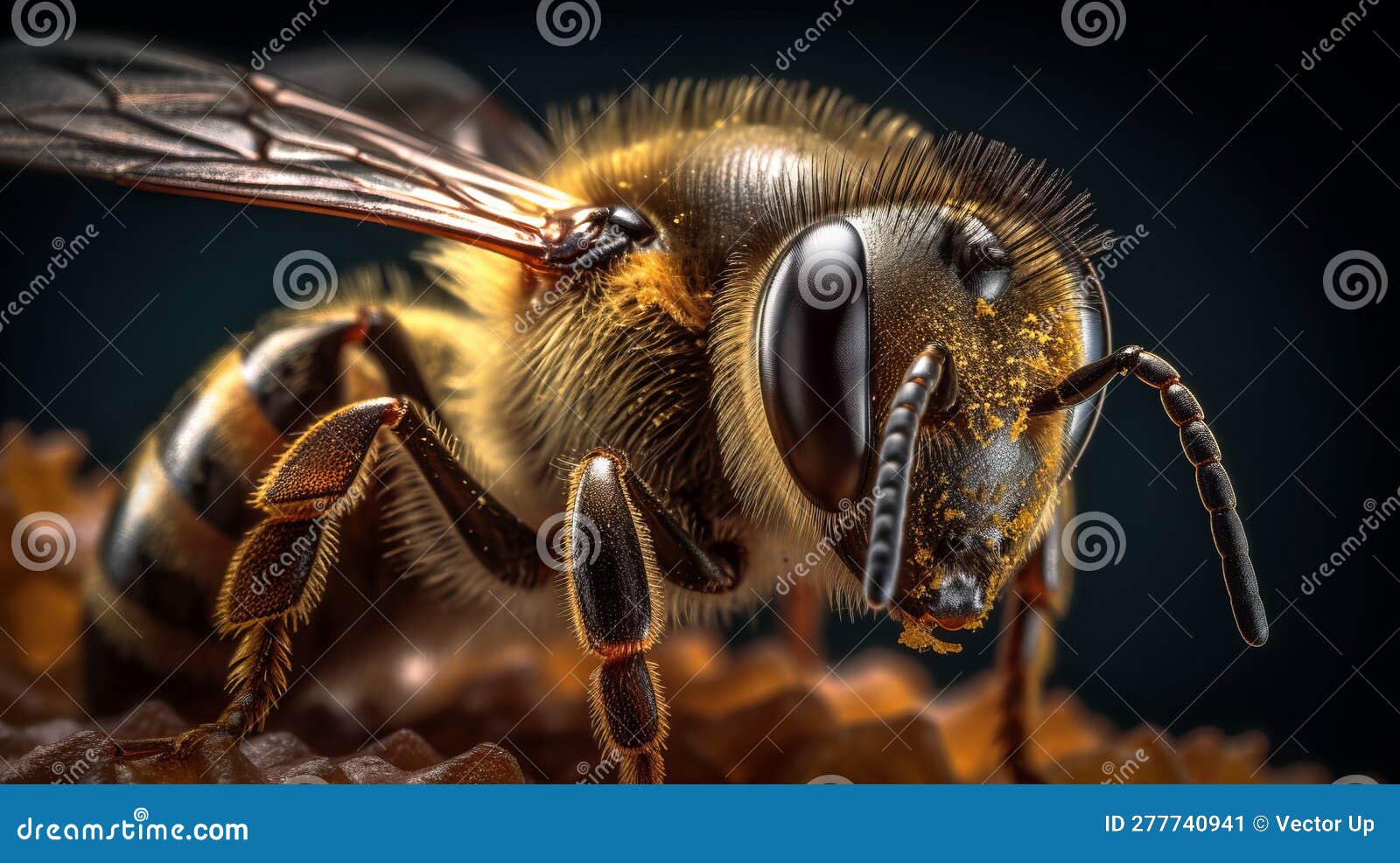 Bee Extreme Close Up. Generative AI Stock Image - Image of food ...