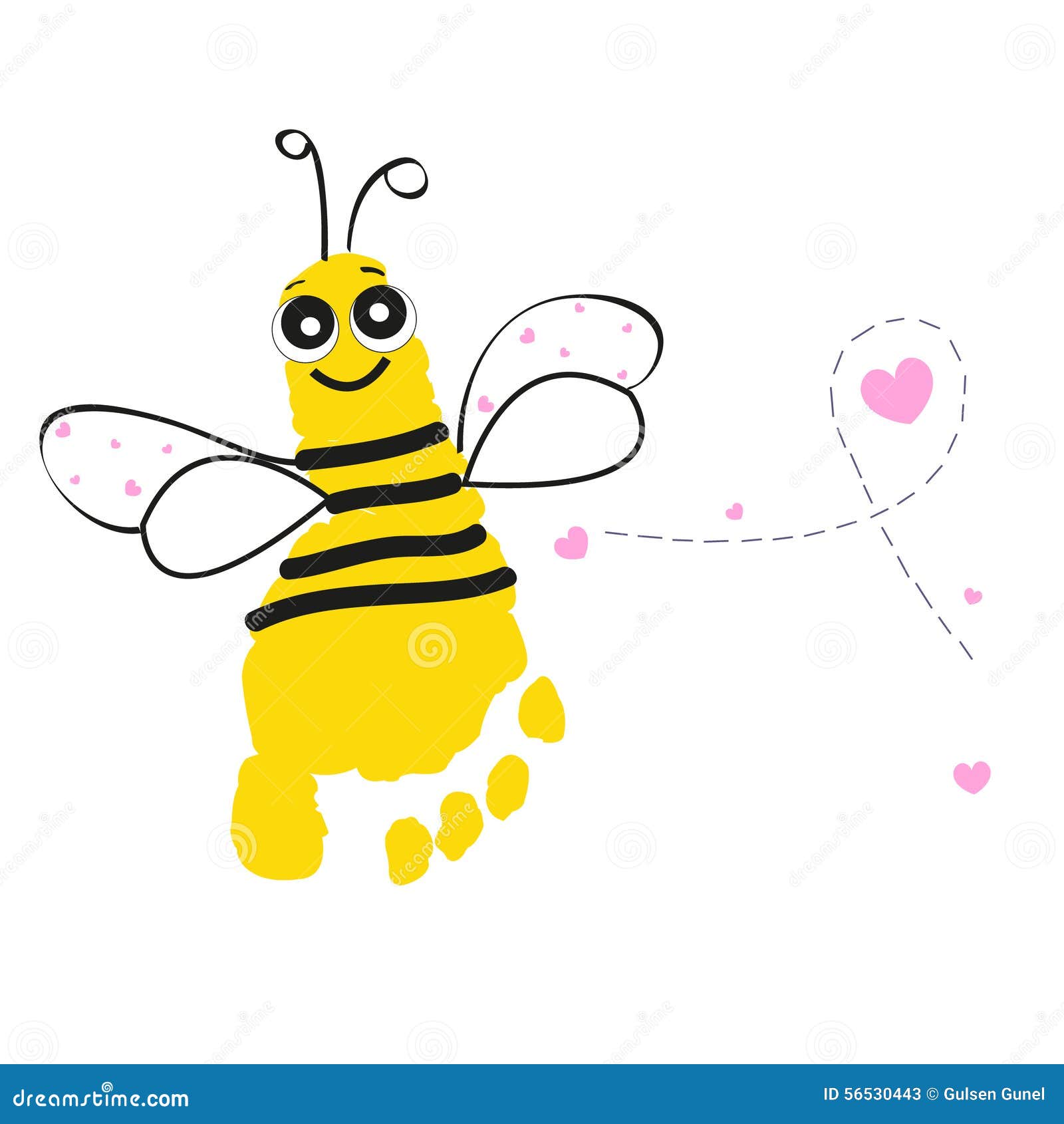 Bee with Feet Prints Vector Background Stock Vector - Illustration of ...