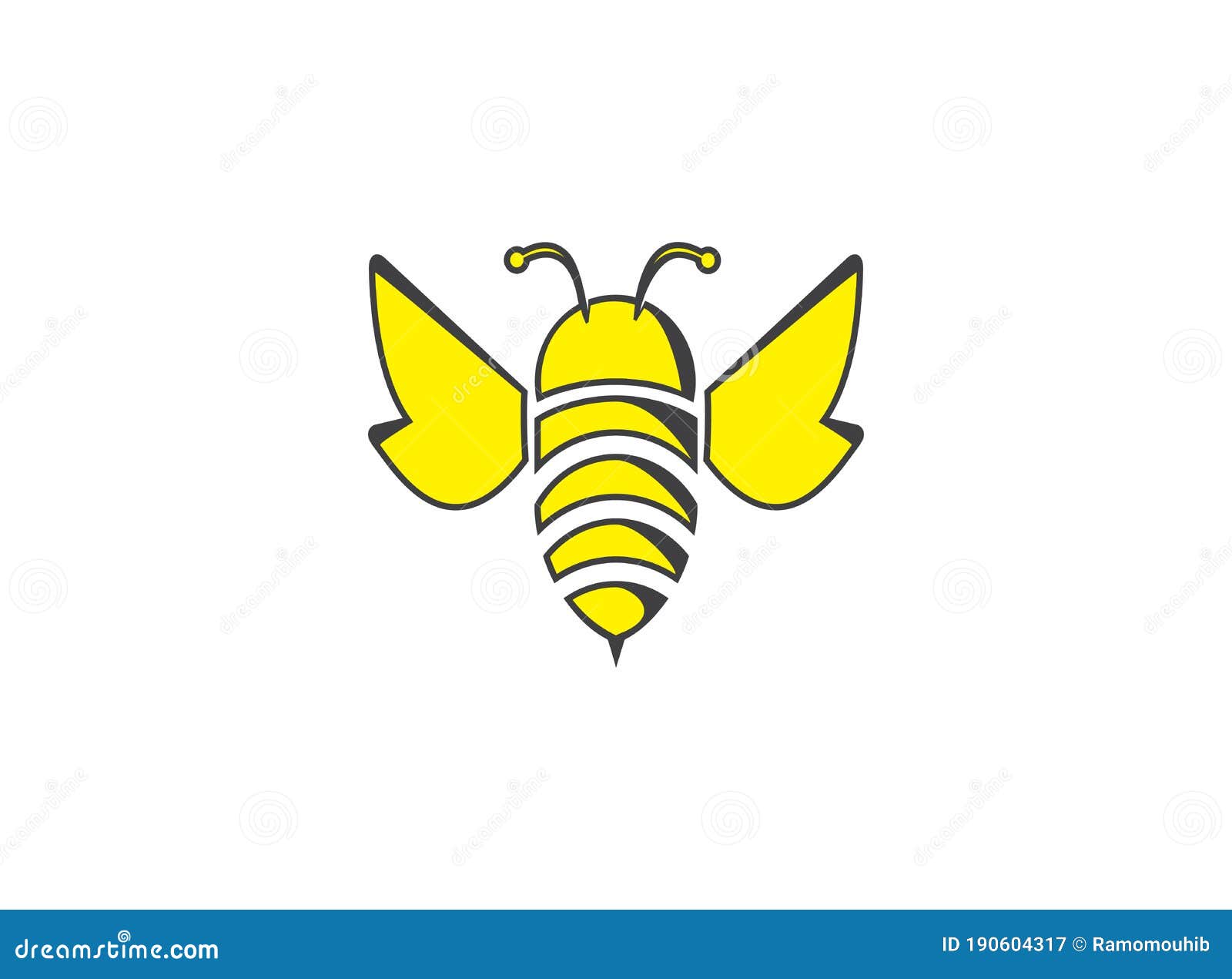 Bee Flat Icon Open Wings and Fly for Logo Design Vector Stock ...