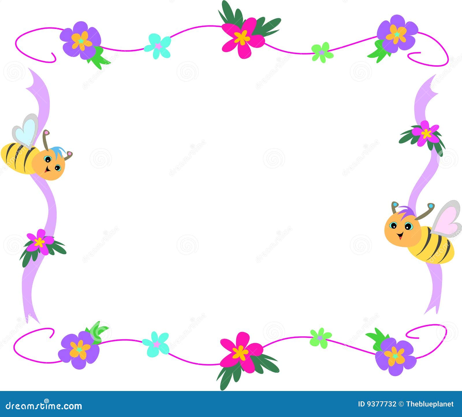 Bee Flower and Ribbon Frame Stock Vector - Illustration of nature, clip ...