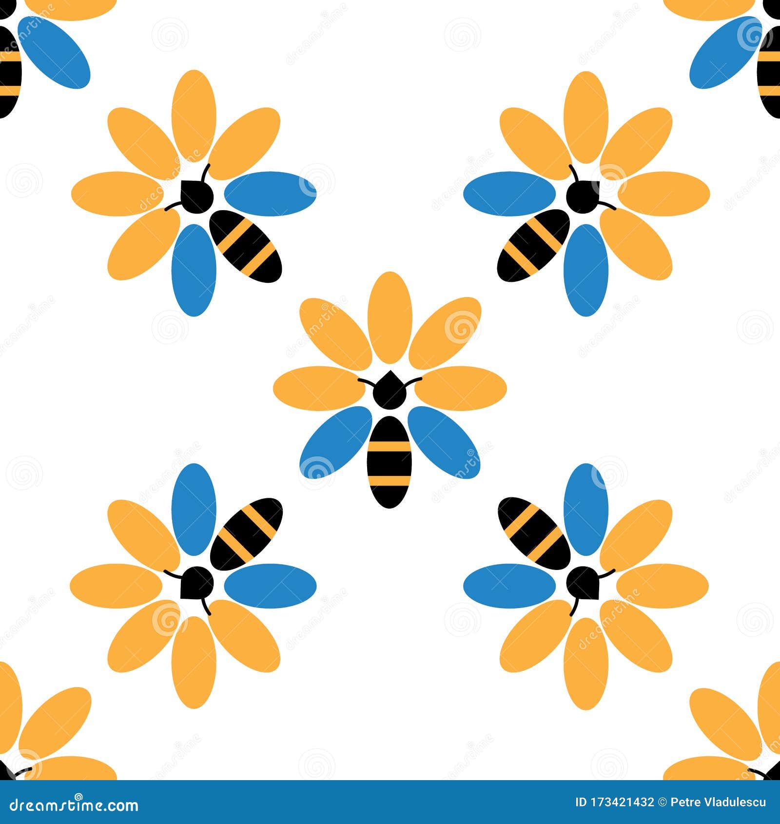 Bee and Flower Seamless Pattern(texture 10), Modern Stylish Image ...