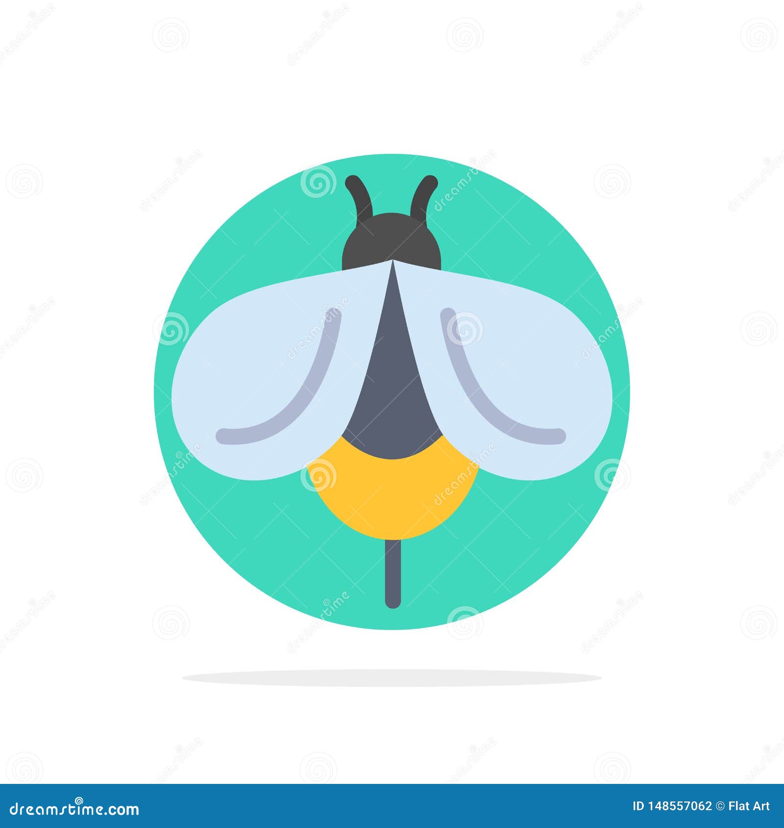 Bee, Fly, Honey, Bug Abstract Circle Background Flat Color Icon Stock ...