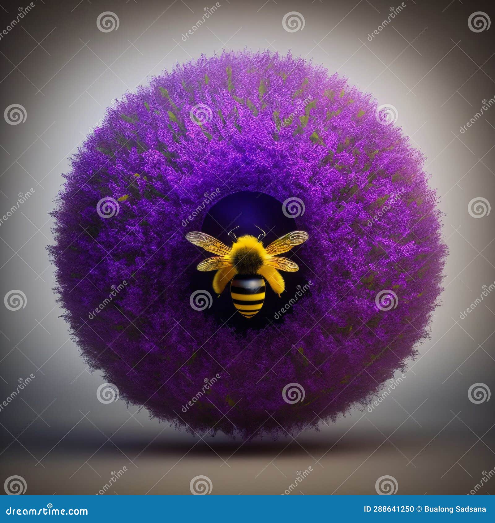 A Bee Flying Over A Bunch Of Lavender Flowers In A Field Of Lavenders