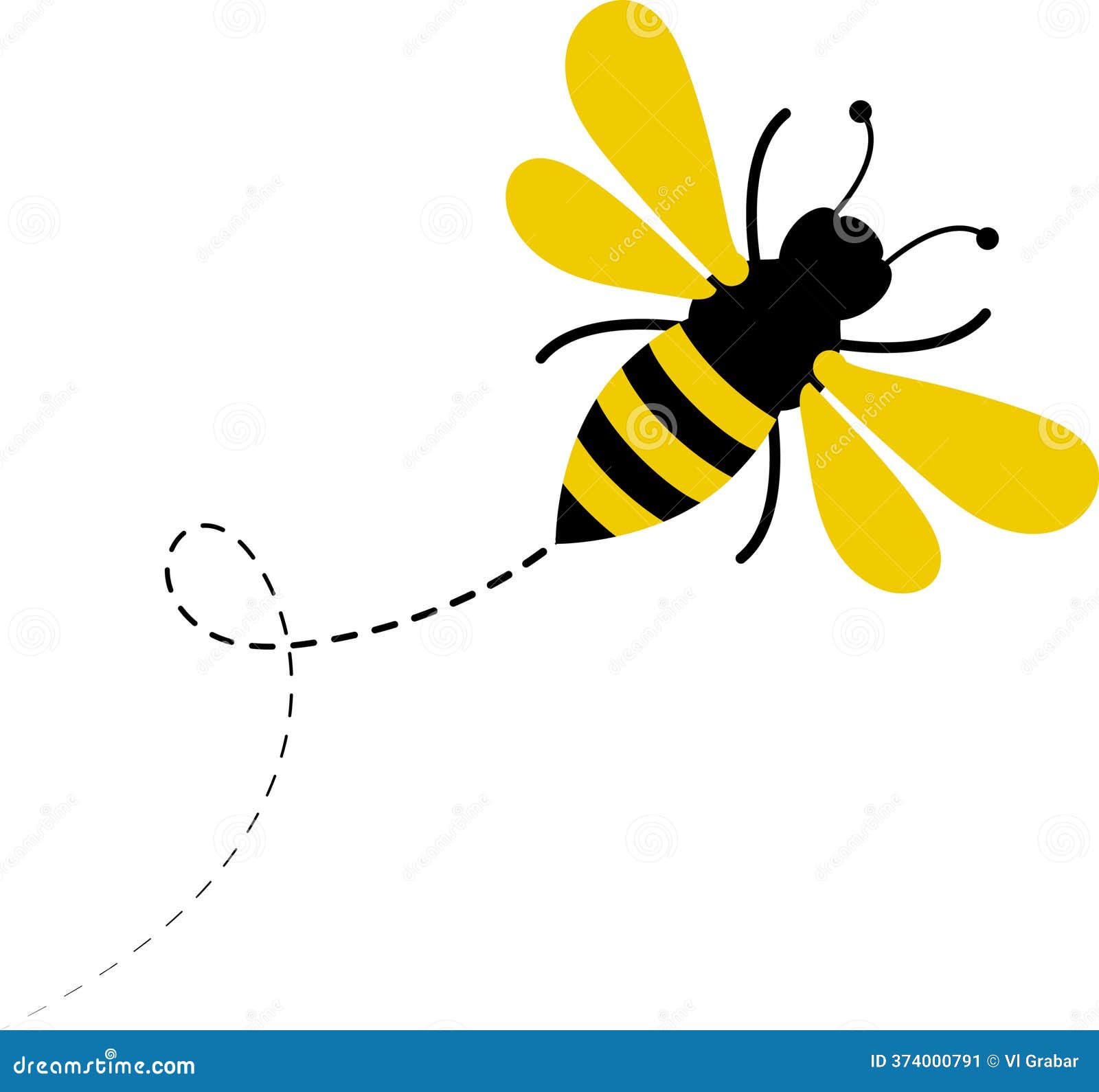 Bee Flying Path. Travel Dotted Route. The Flight Path. Hand Drawn ...