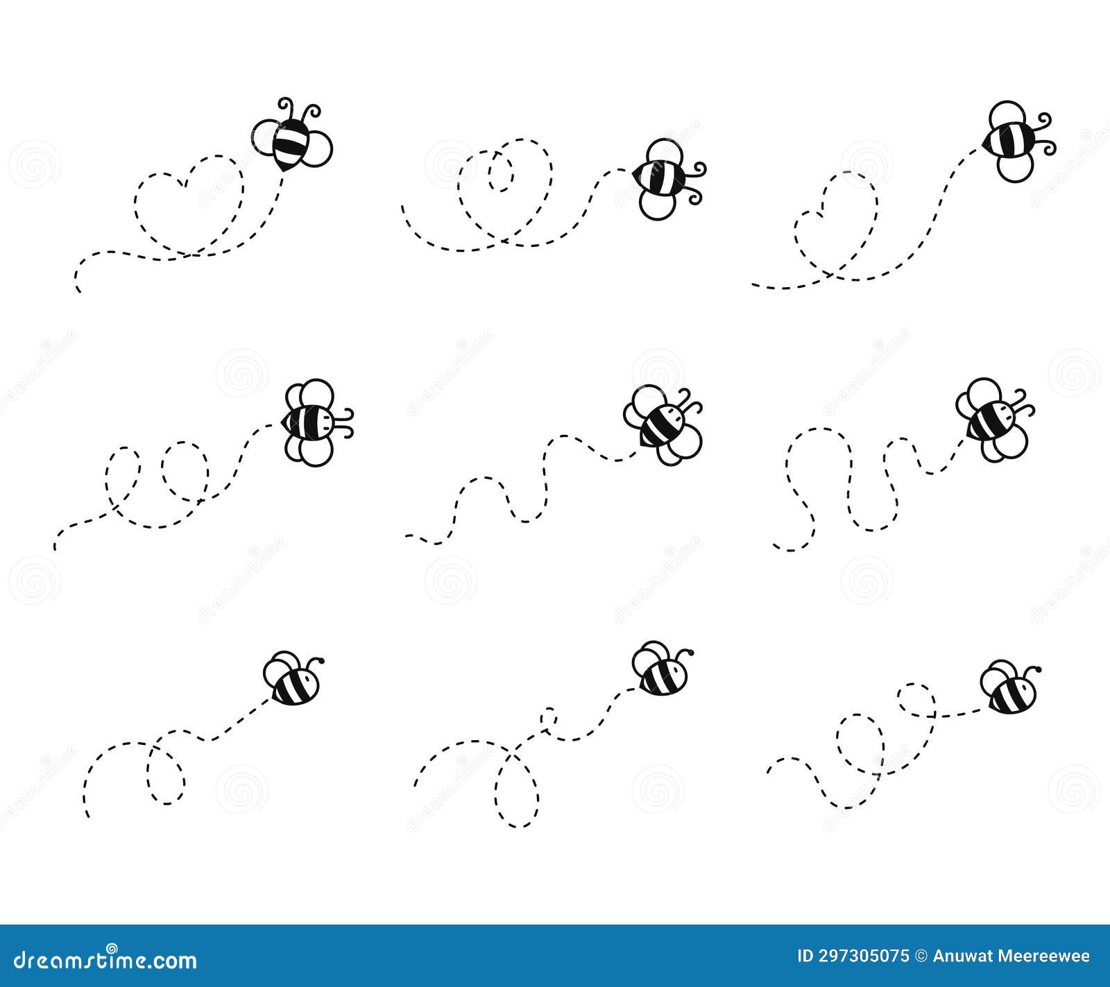 Bee Flying Path. a Bee Flying in a Dotted Line the Flight Path of a Bee ...