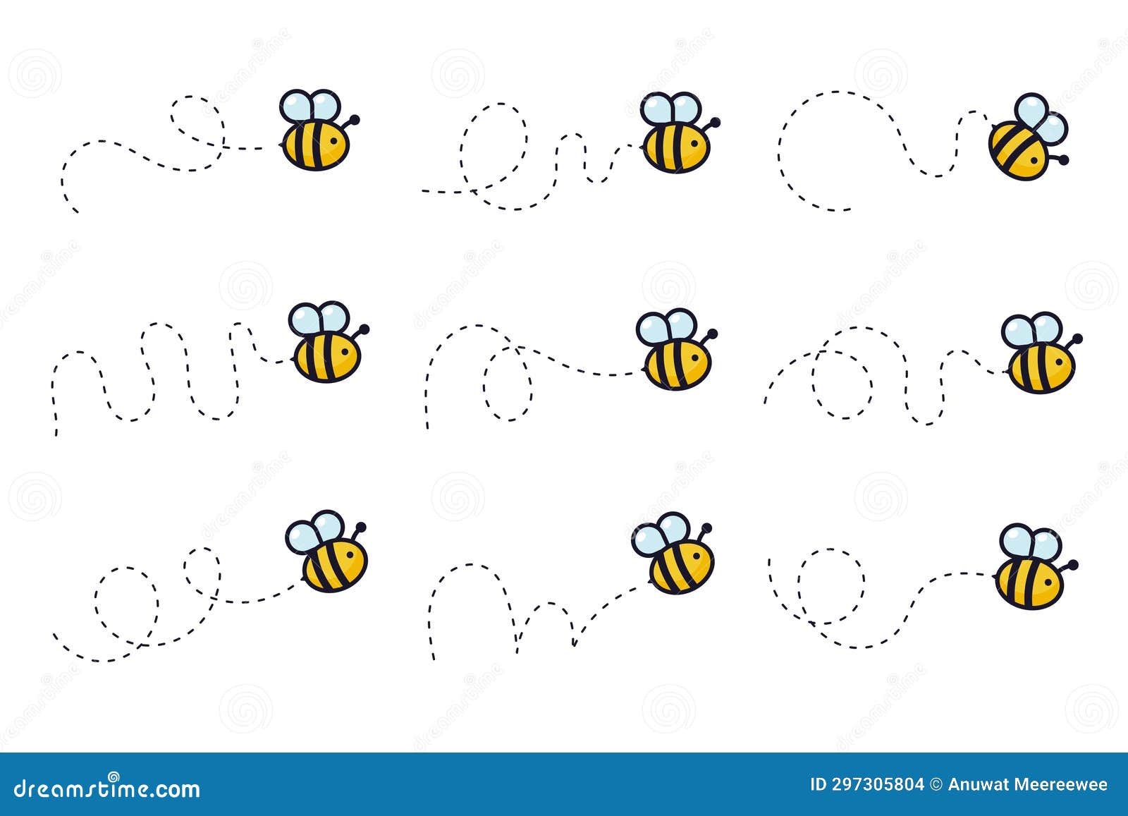 Bee Flying Path. a Bee Flying in a Dotted Line the Flight Path of a Bee ...