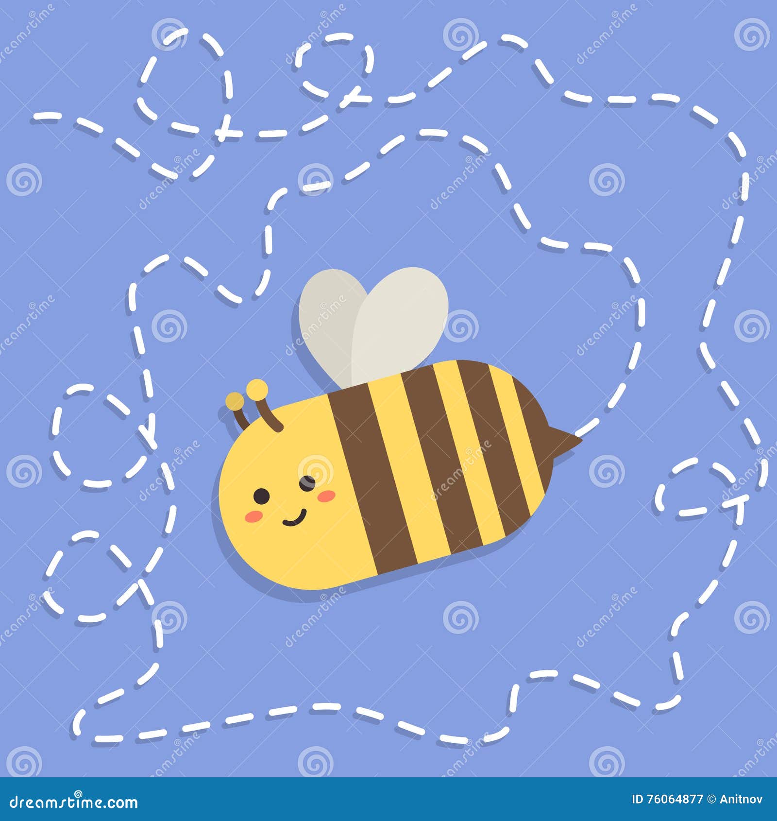 Bee Flying Path. Travel Dotted Route. The Flight Path. Hand Drawn ...