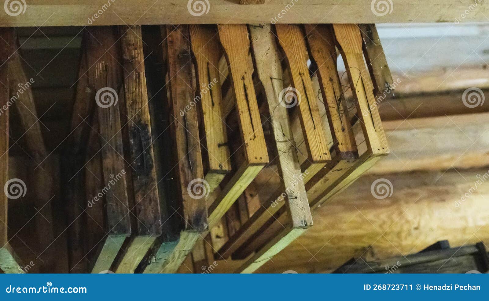 Bee Frames with Sealed Combs and Honey Hang in the Shed. Breeding Bees ...