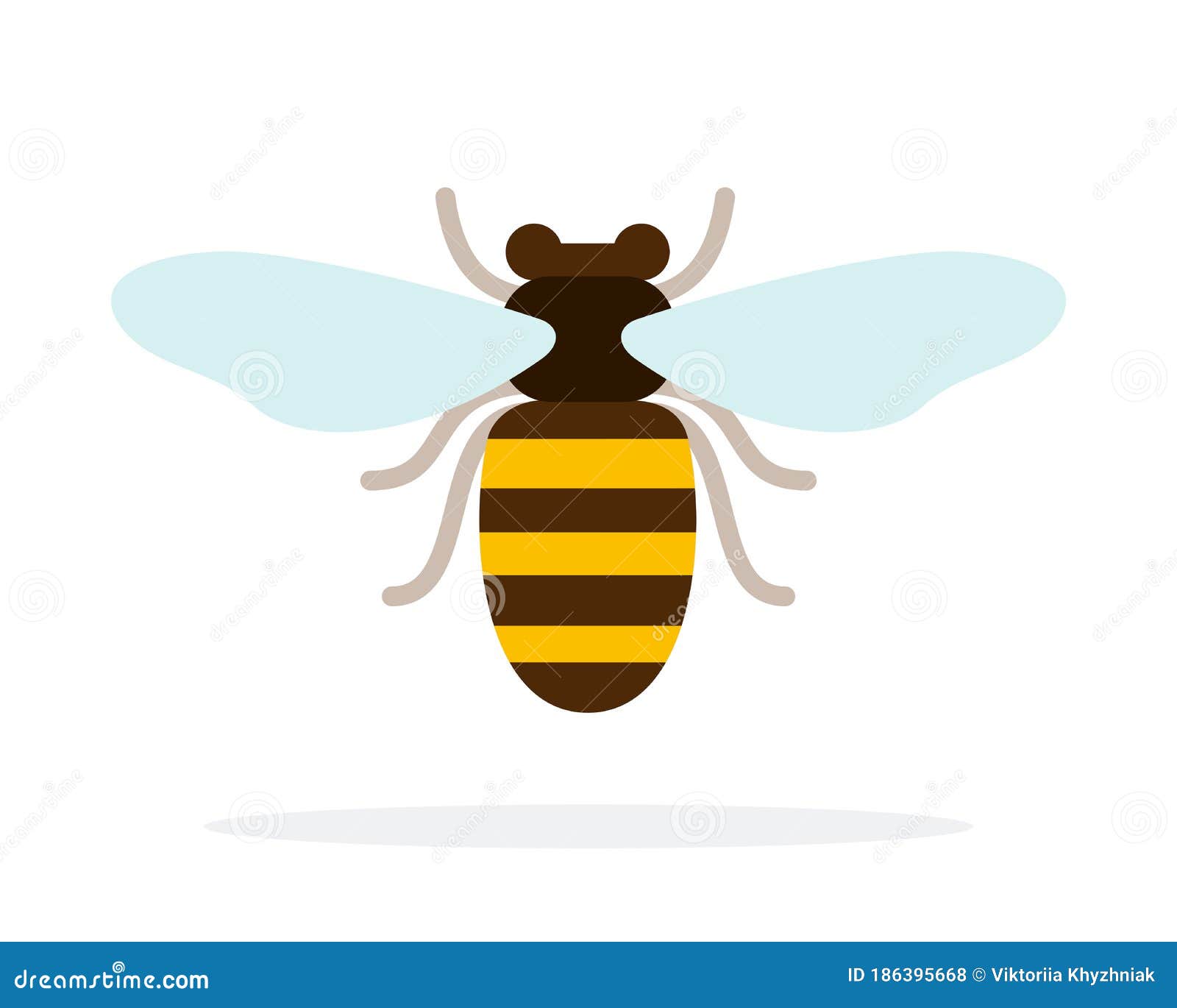 Bee Front View Flat Isolated Stock Vector - Illustration of honey ...