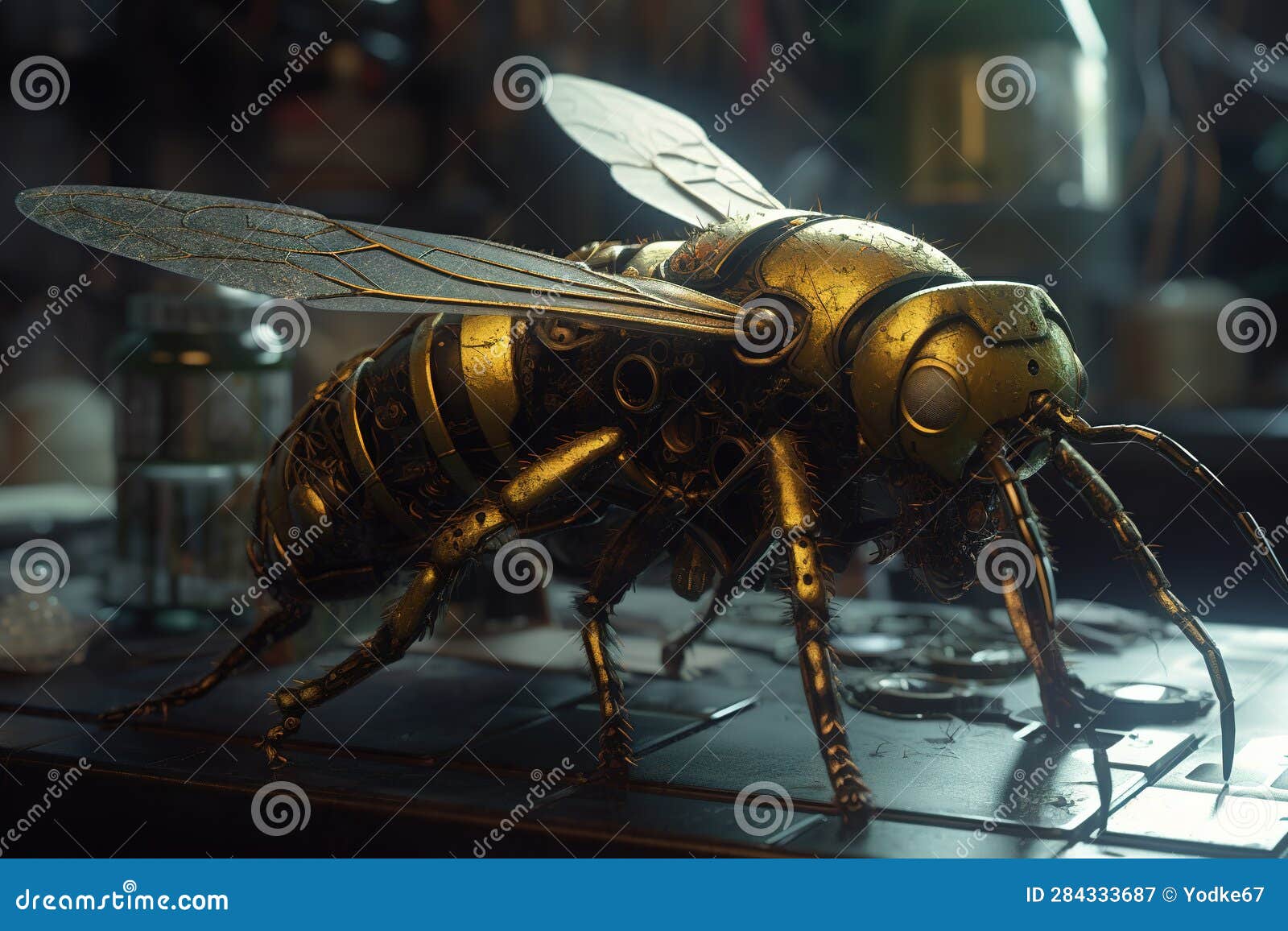 A Bee that is a Futuristic Machine of the Future World. Insect. Animals ...