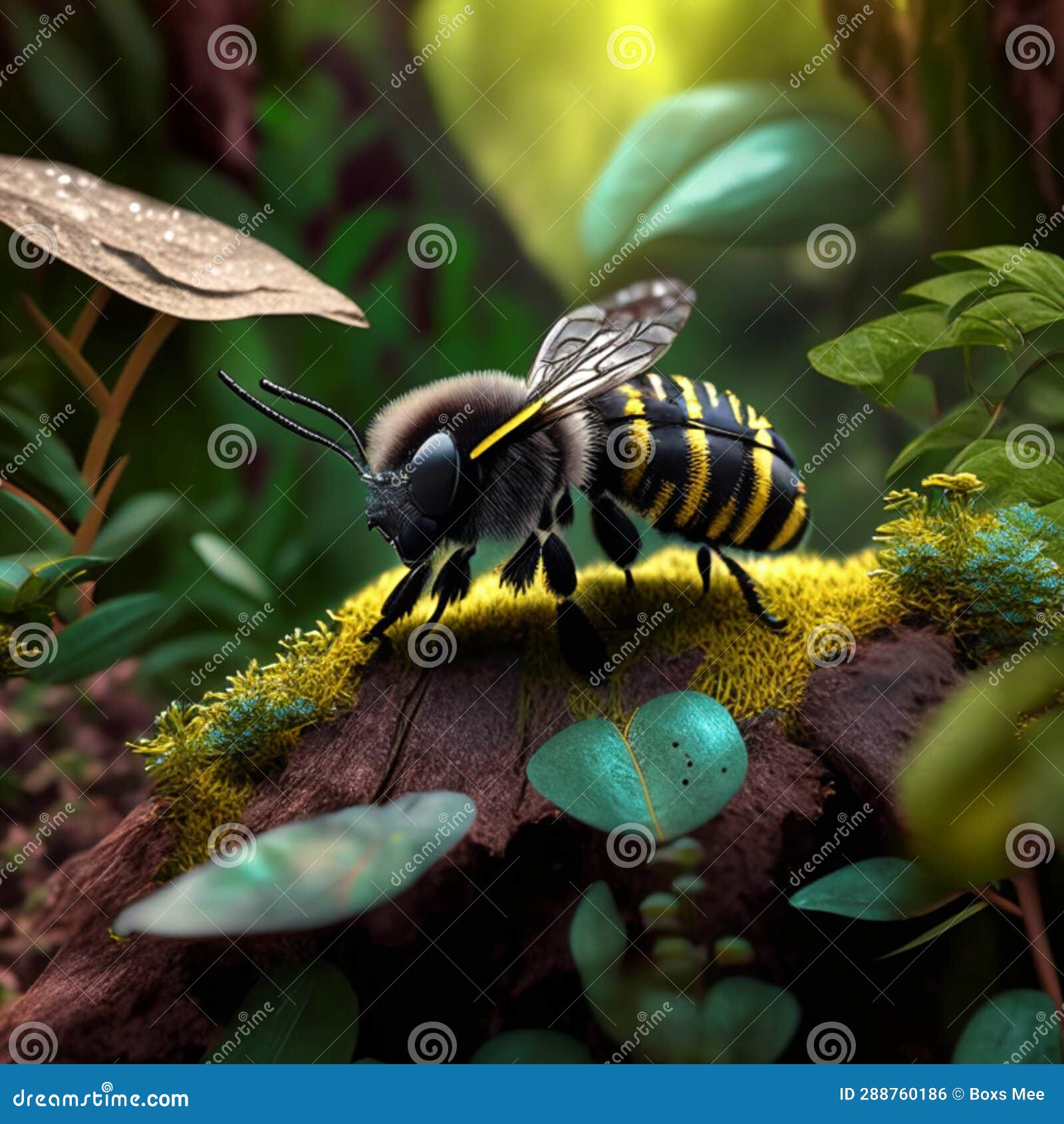 Bee in the Garden. 3d Rendering, 3d Illustration Stock Photo - Image of ...