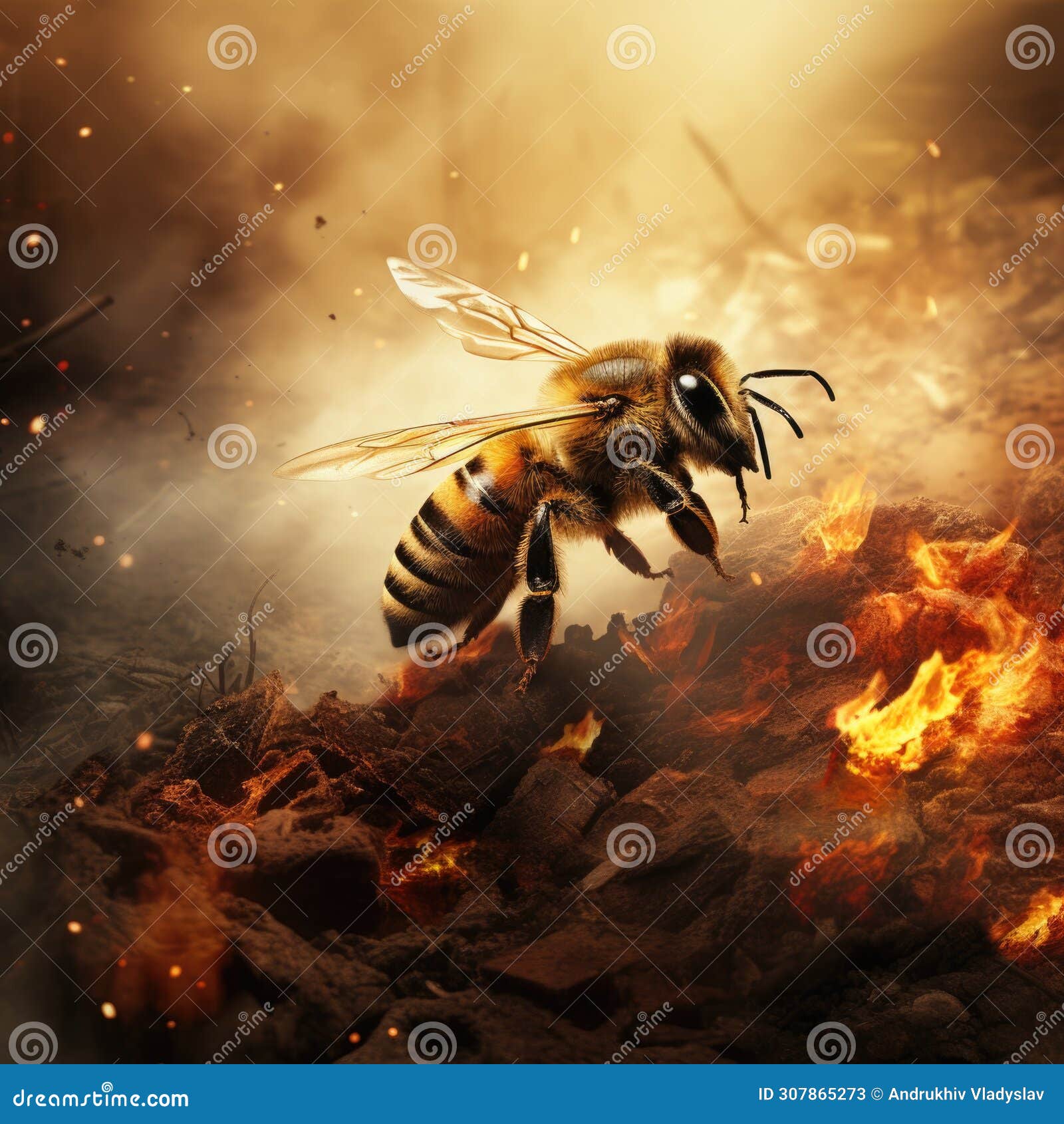Bee Global Warming Nature Burned Fire Stock Image - Image of bees ...