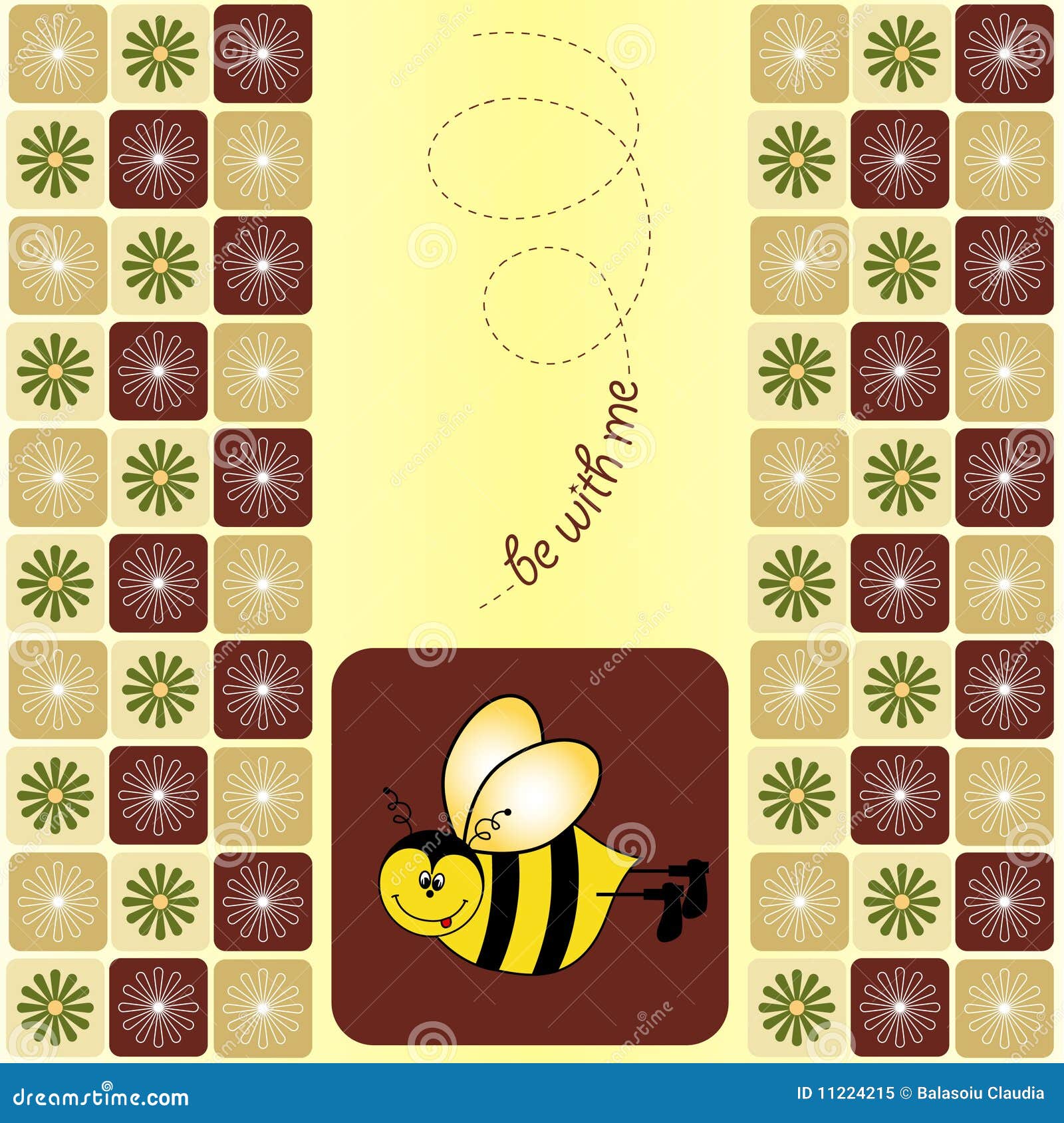 Bee greeting card stock vector. Illustration of squares - 11224215