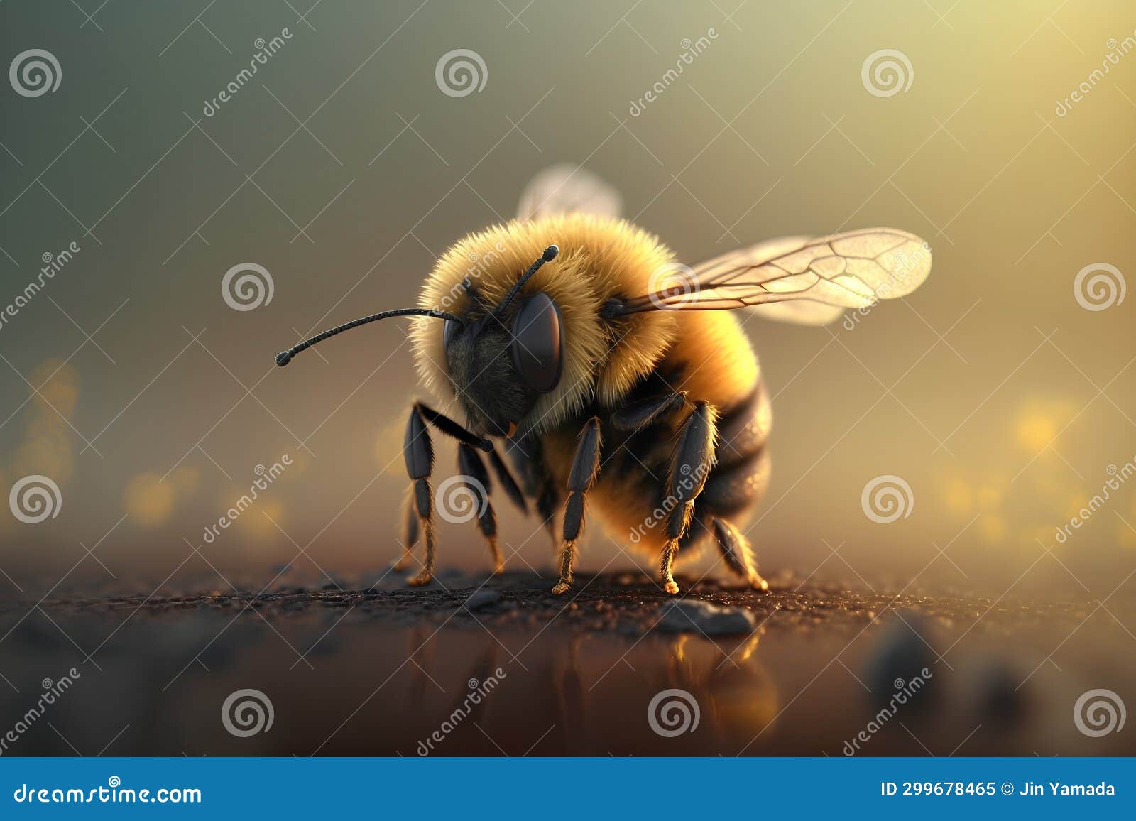Bee on the Ground. 3d Rendering. Computer Digital Drawing Stock ...