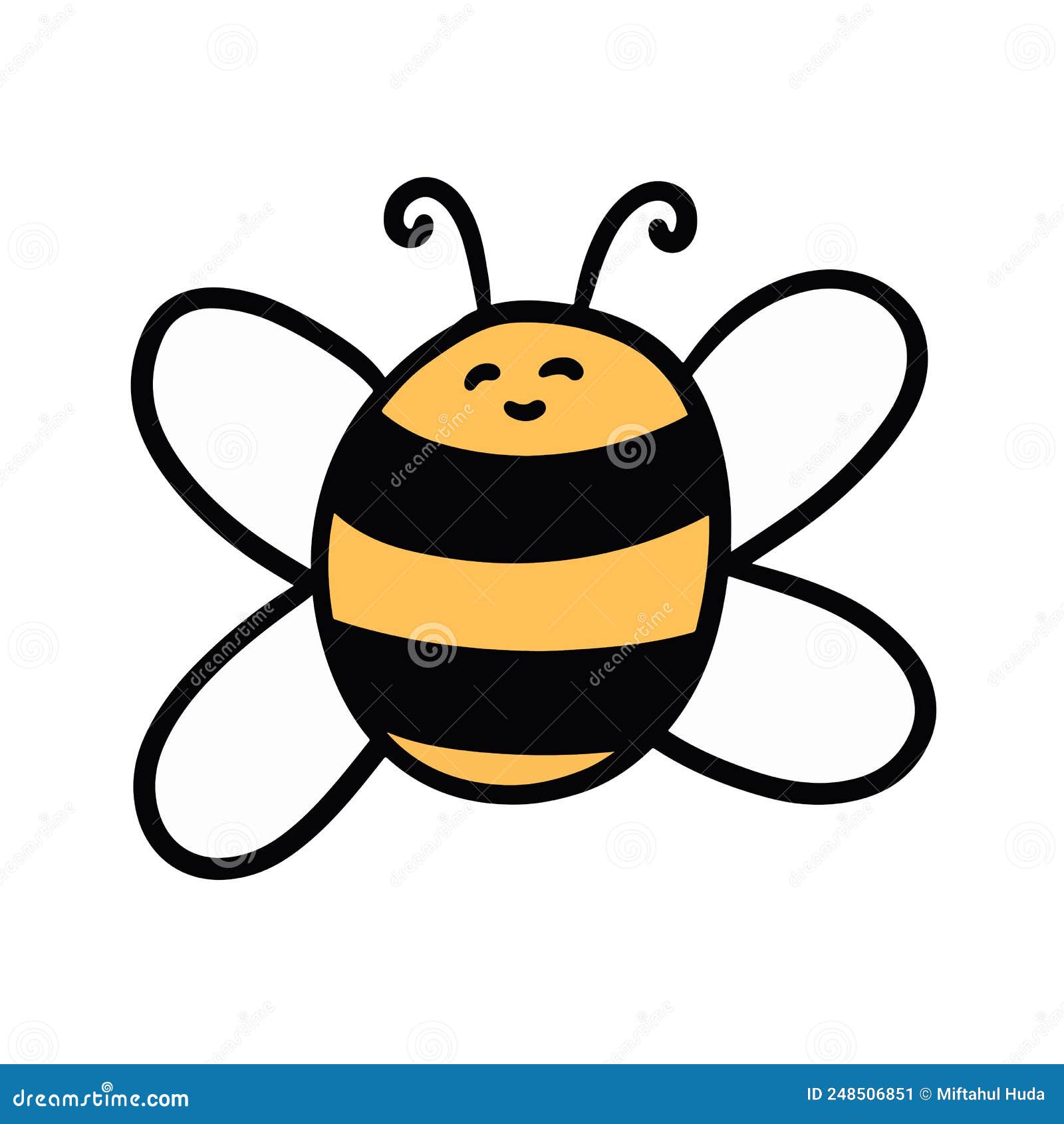 Bee Hand Drawn. Simple and Cute Illustrations in Vector Design Stock ...