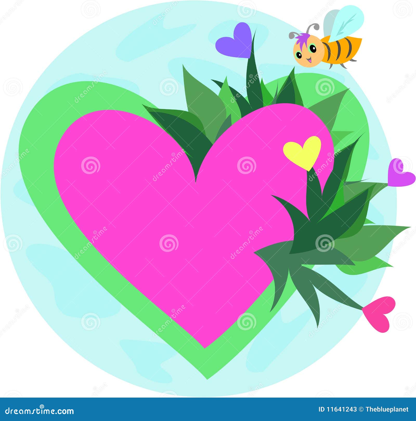 Bee with Hearts and Flowers Stock Vector - Illustration of occasion ...