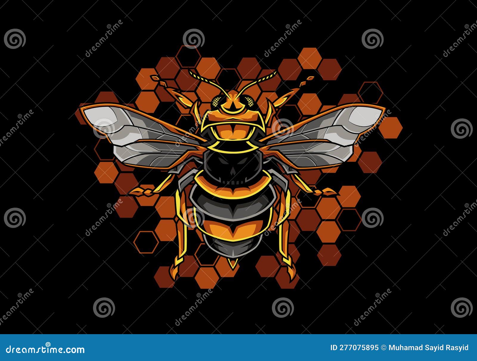 Cool Bee Honey Comb Illustration Stock Vector - Illustration of vintage ...