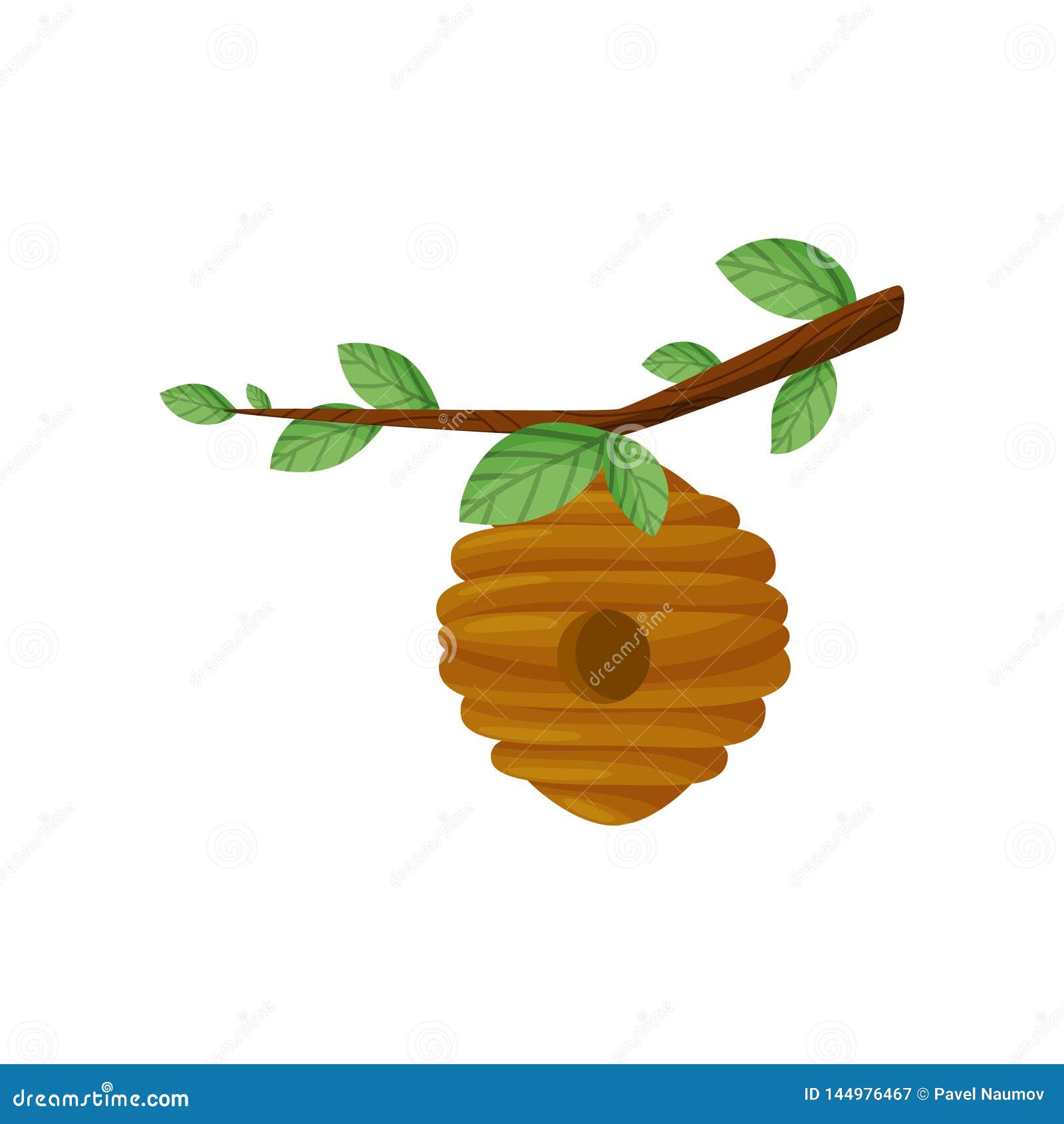 Bee Hive on a Tree Branch. Vector Illustration. Stock Vector ... Bee Hive on a Tree Branch. Vector Illustration. Stock Vector ...