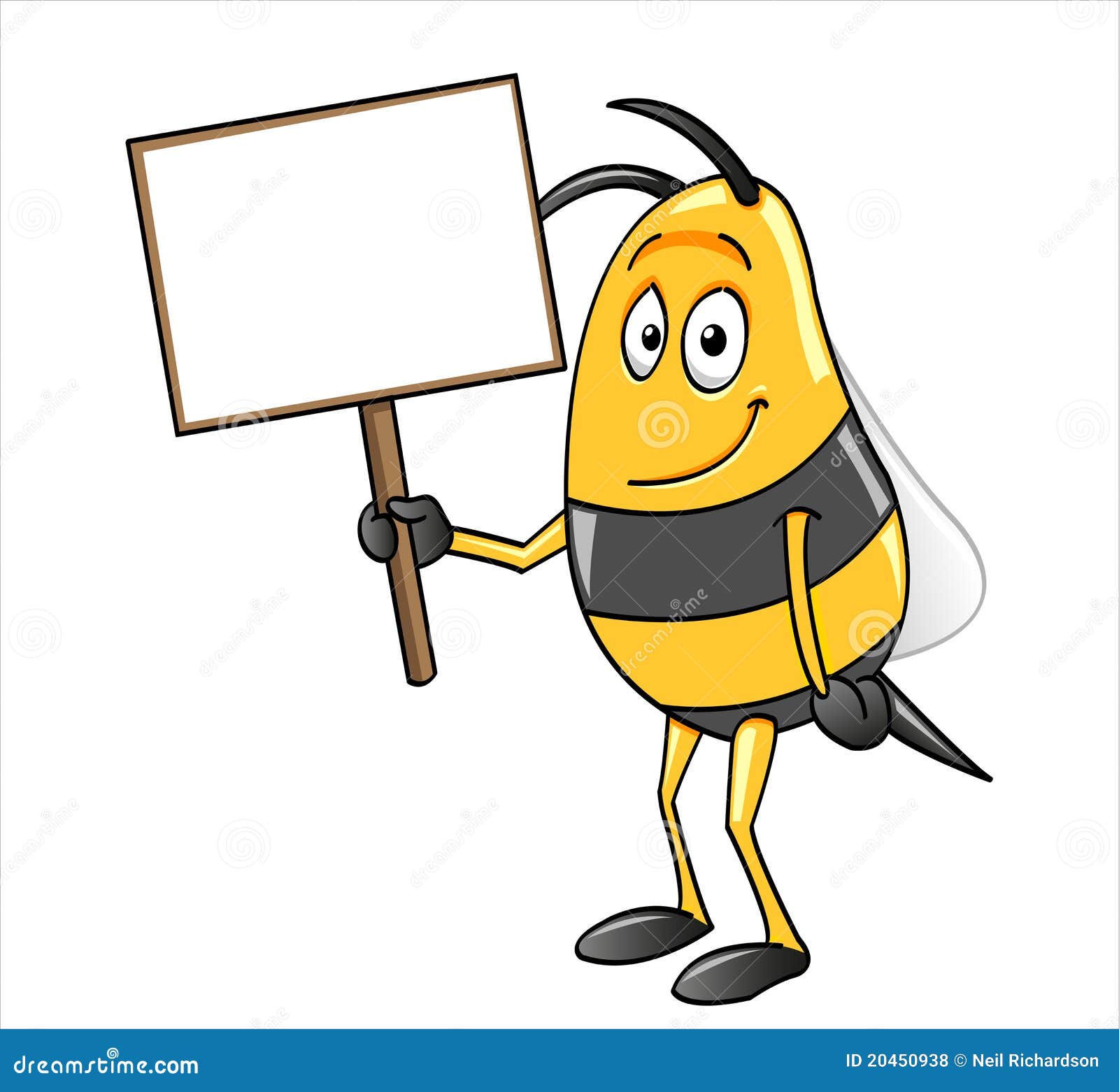 Bee holding a blank sign stock vector. Illustration of happy - 20450938