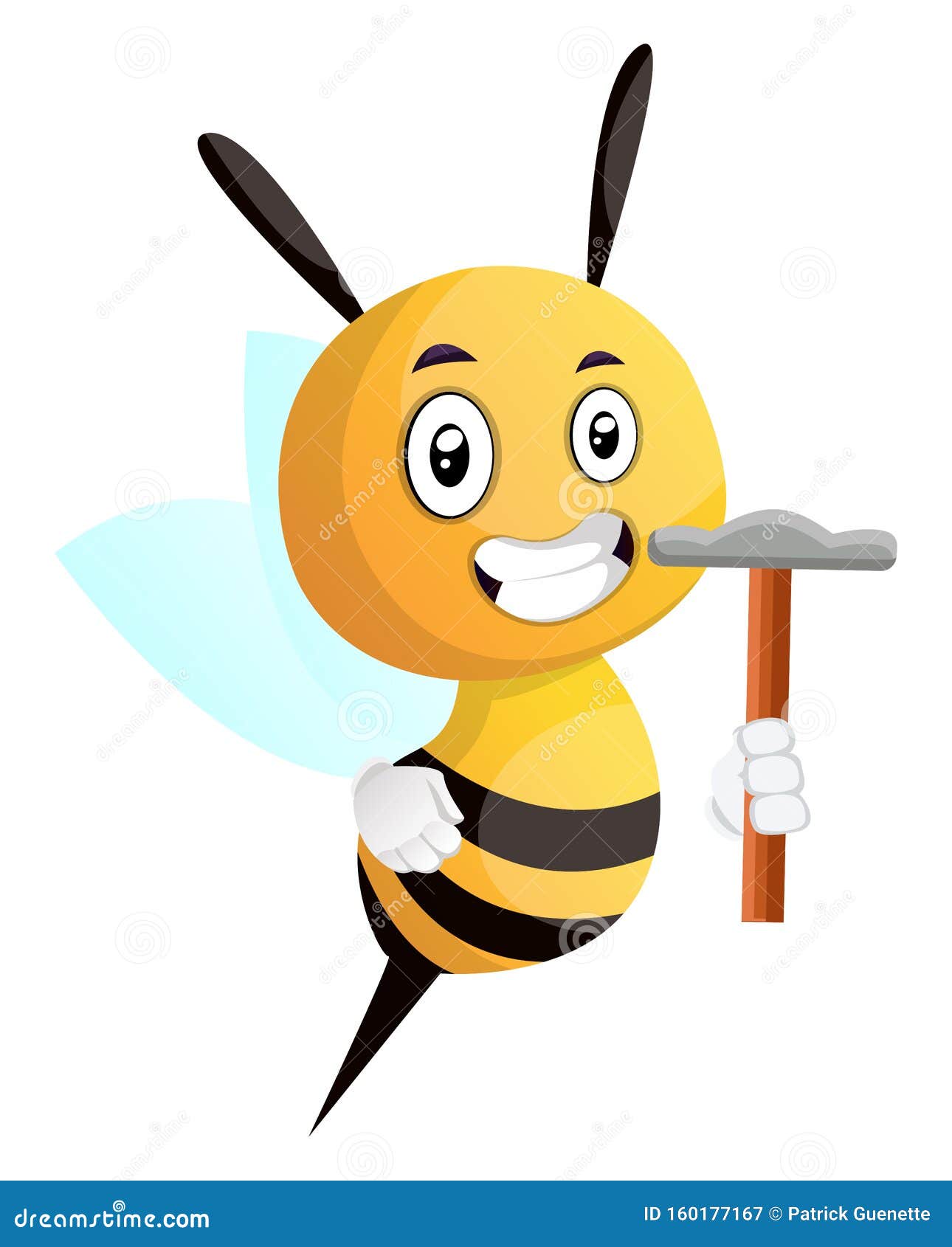 Bee Holding a Hammer, Illustration, Vector Stock Vector - Illustration ...