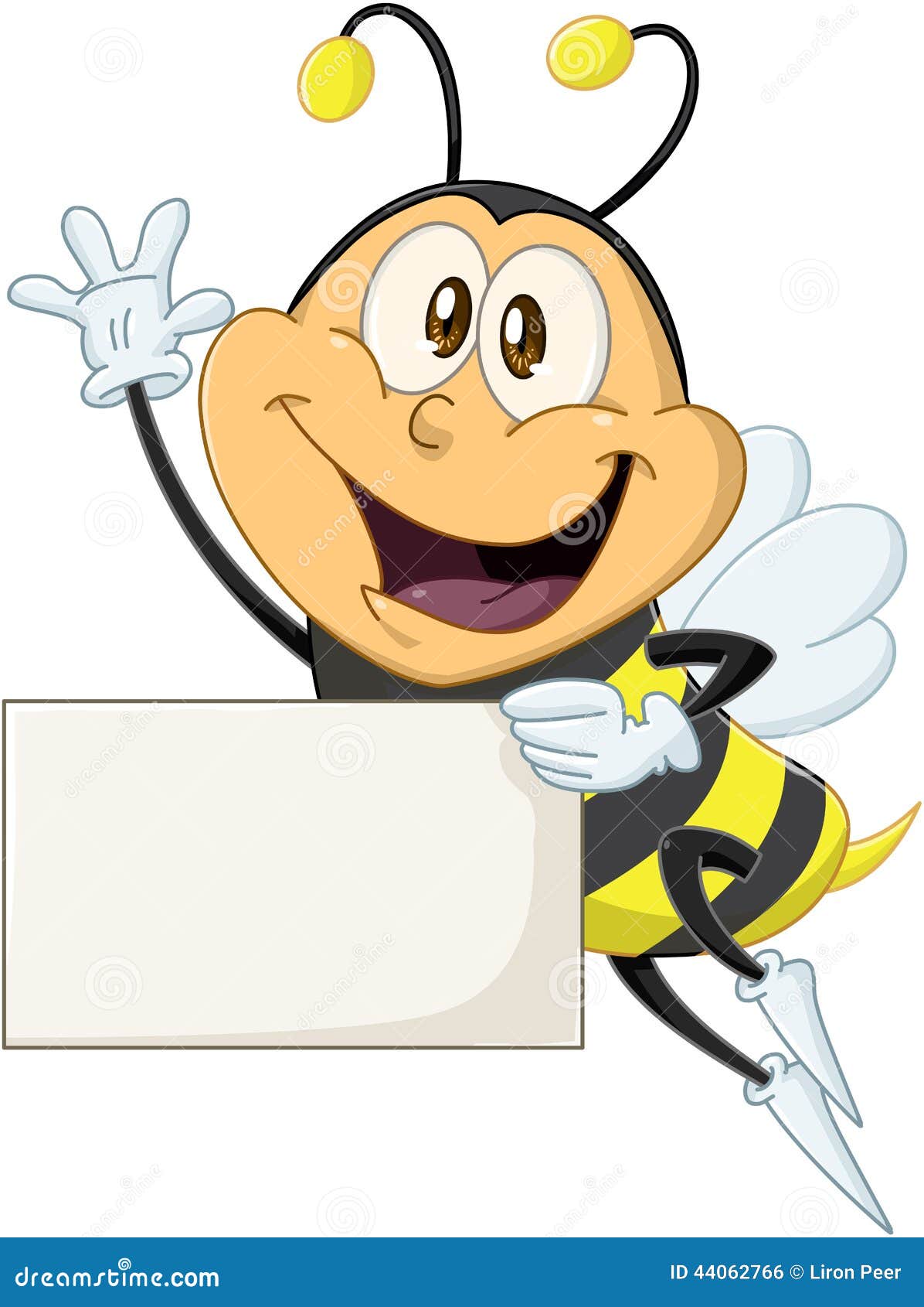 Bee Holds Sign and Waves Hello Stock Vector - Illustration of holiday ...