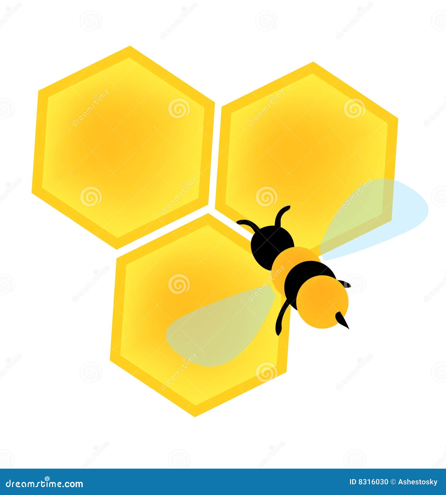 Bee on honey cells vector stock vector. Illustration of cells - 8316030