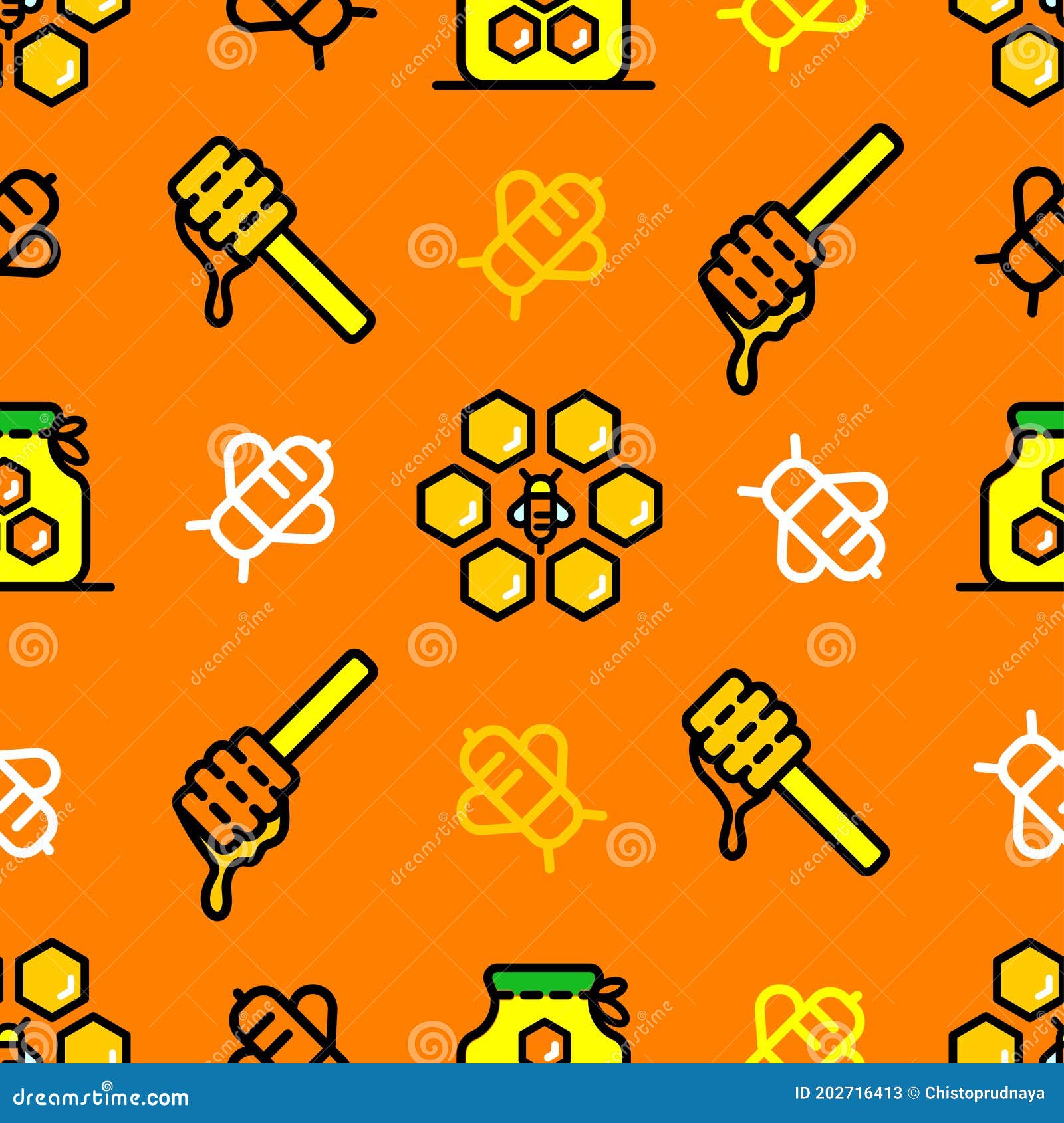 Bee Honey Color Seamless Pattern Stock Vector - Illustration of natural ...