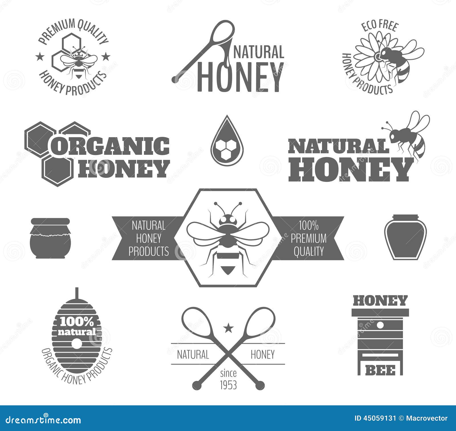 Bee honey label black stock vector. Illustration of beekeeping - 45059131