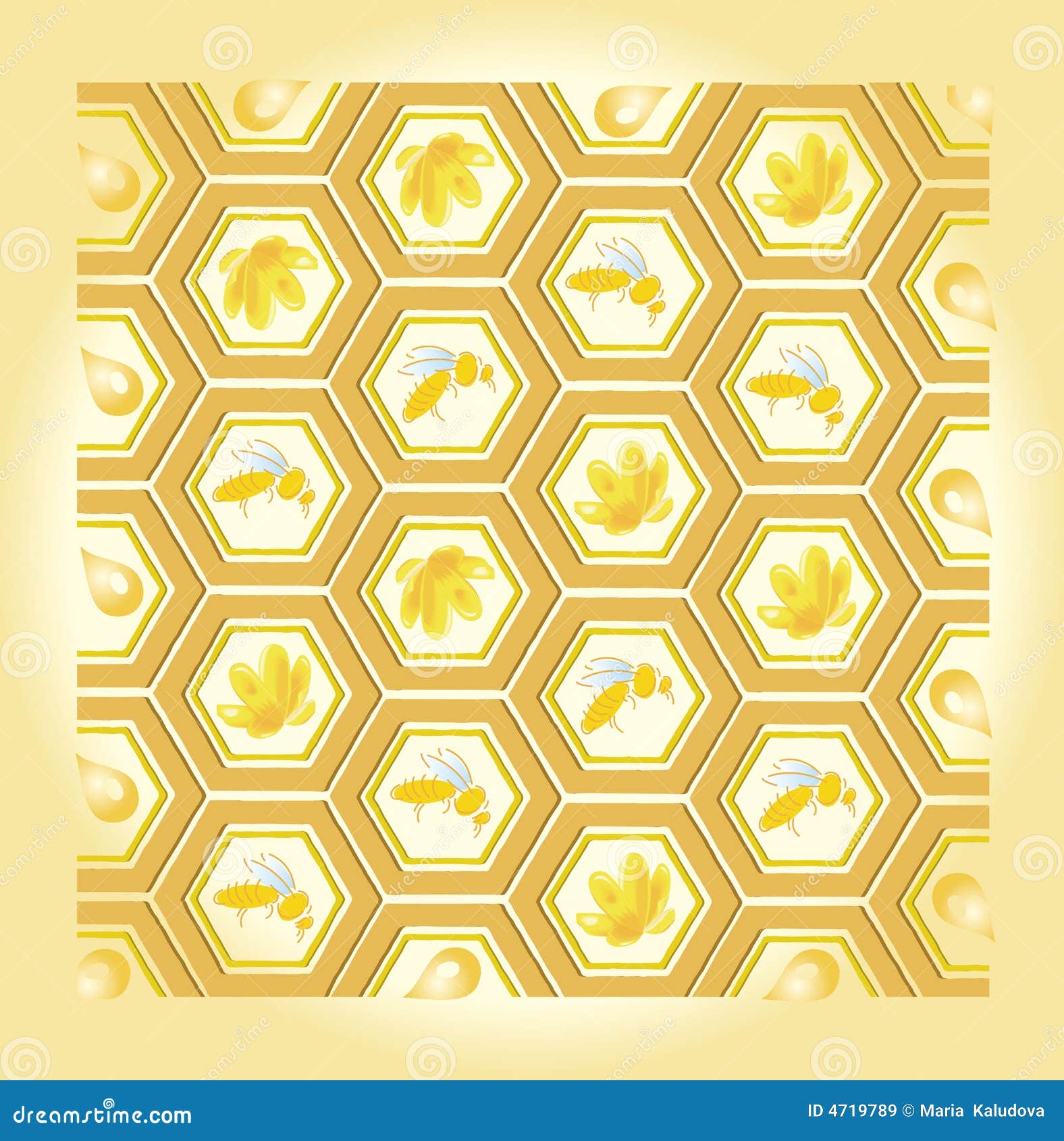 Bee and honey pattern stock vector. Illustration of vector - 4719789