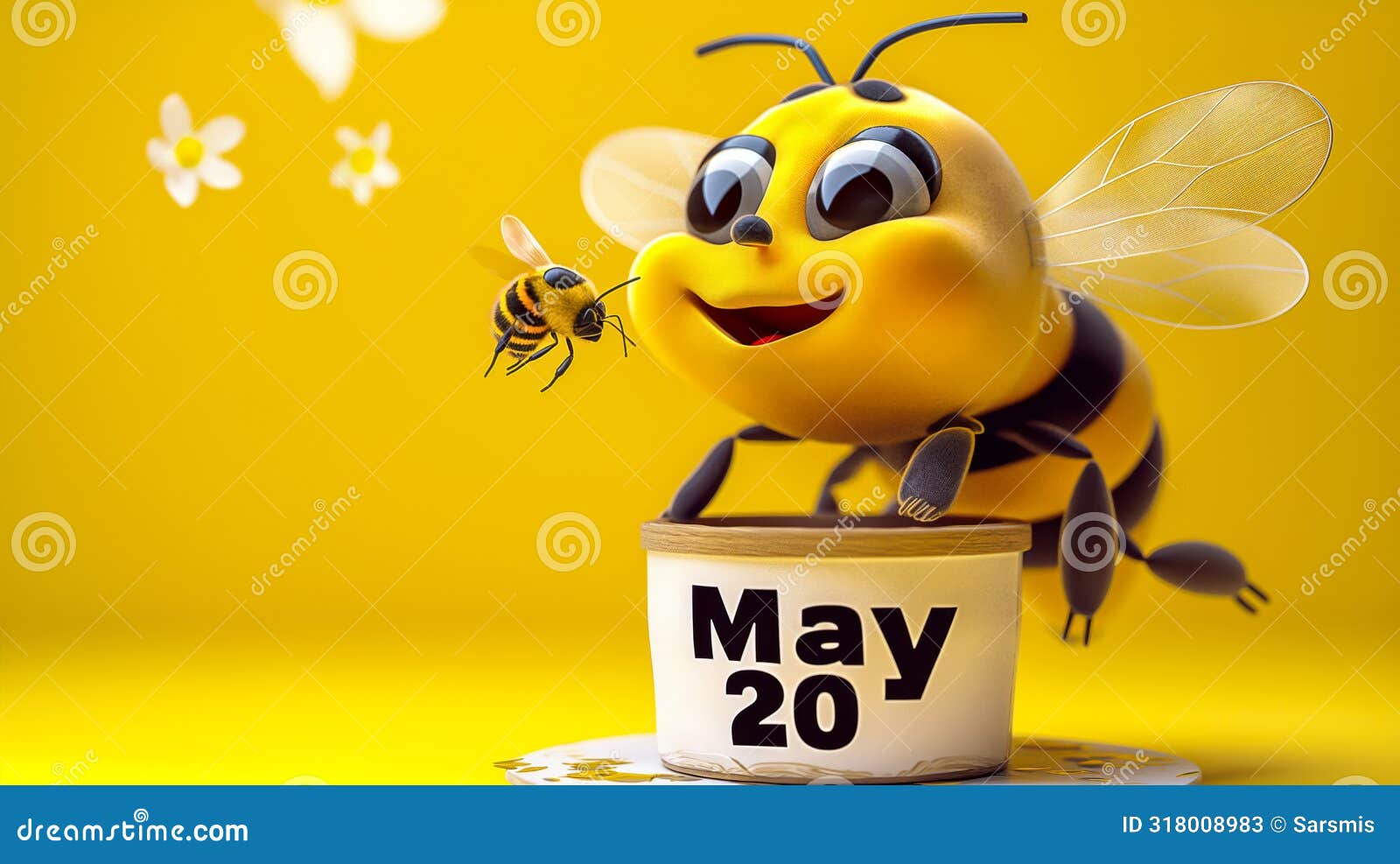 Bee with Honey Pot on World Bee Day 20 May Stock Illustration ...