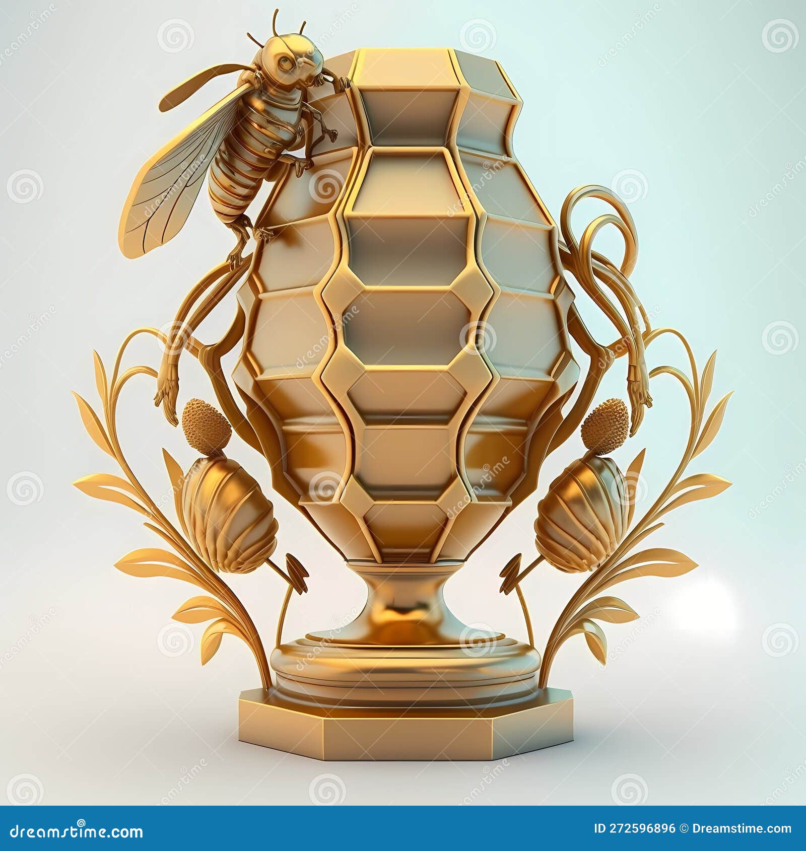 Bee and Honey Trophy. Generative AI Stock Illustration - Illustration ...
