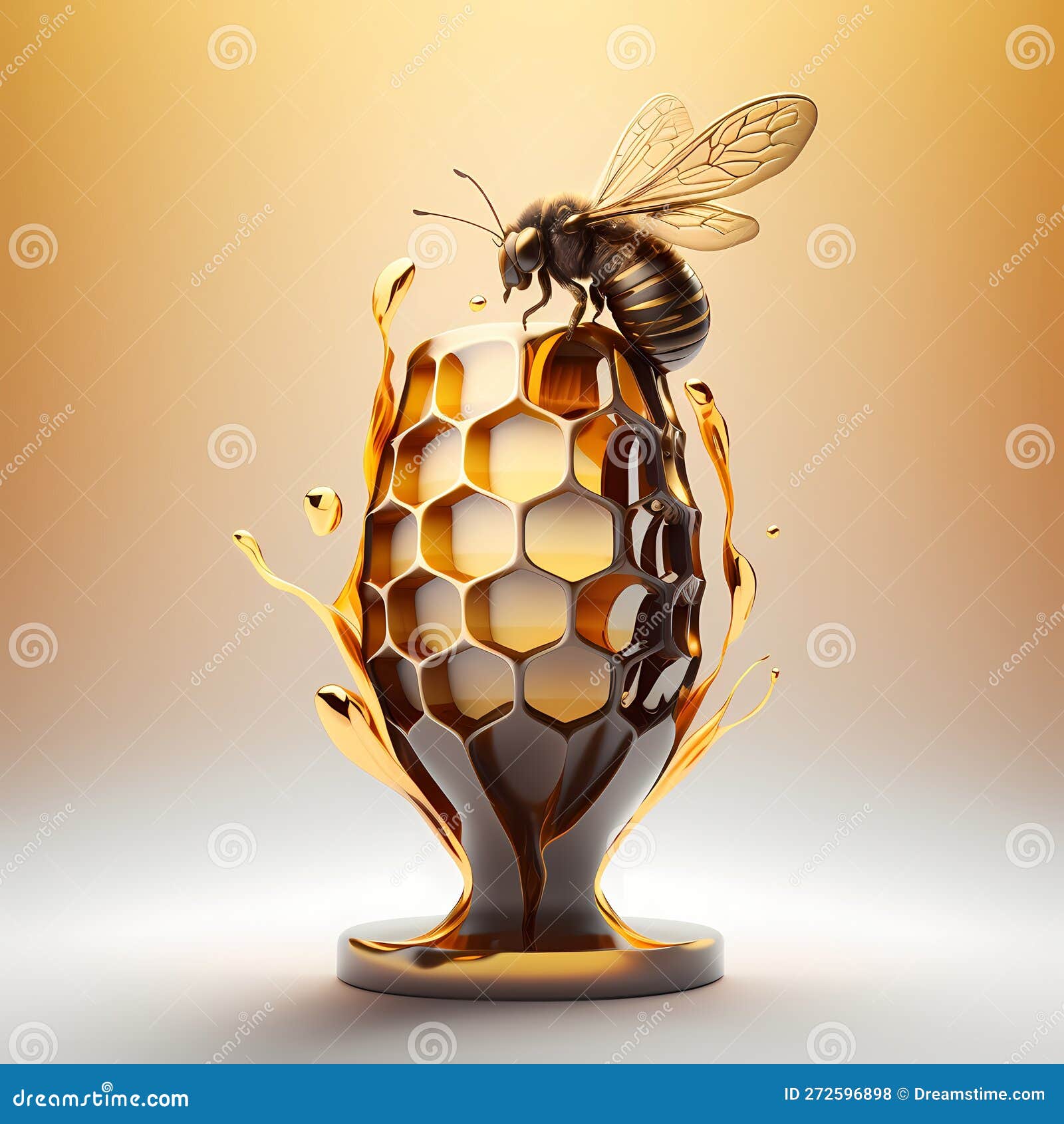 Bee and Honey Trophy. Generative AI Stock Illustration - Illustration ...