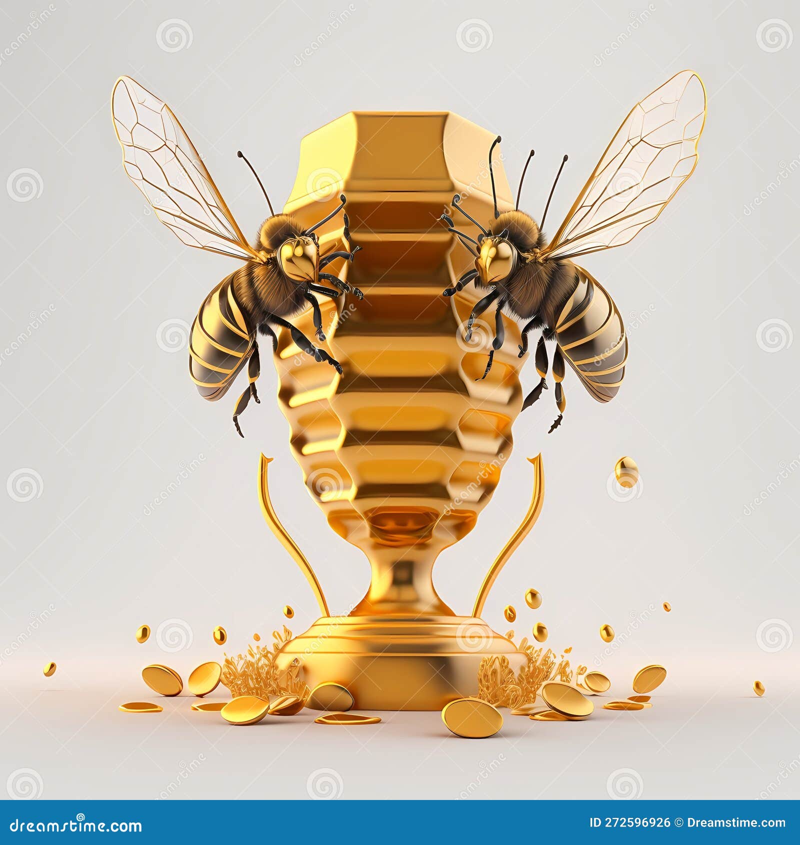 Bee and Honey Trophy. Generative AI Stock Illustration - Illustration ...