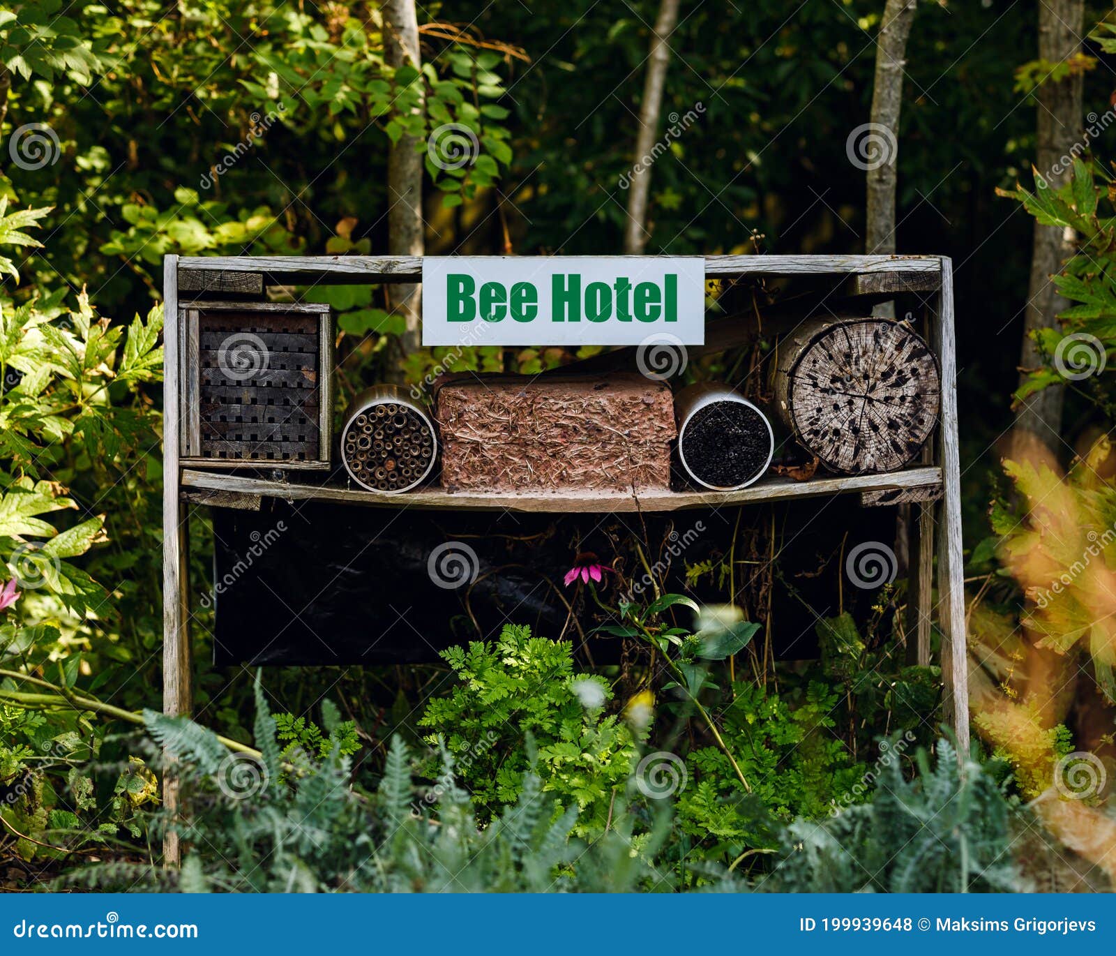 Bee Hotel Insects Artificial Sanctuary for Wildlife Stock Photo - Image ...