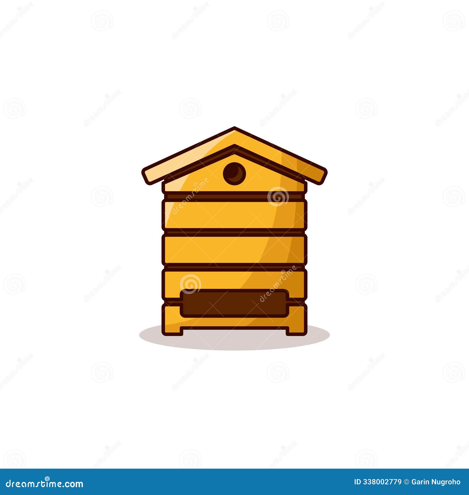 Beehive Cartoon Illustration, Yellow Cartoon Honey Bee Hive. A Beehive ...