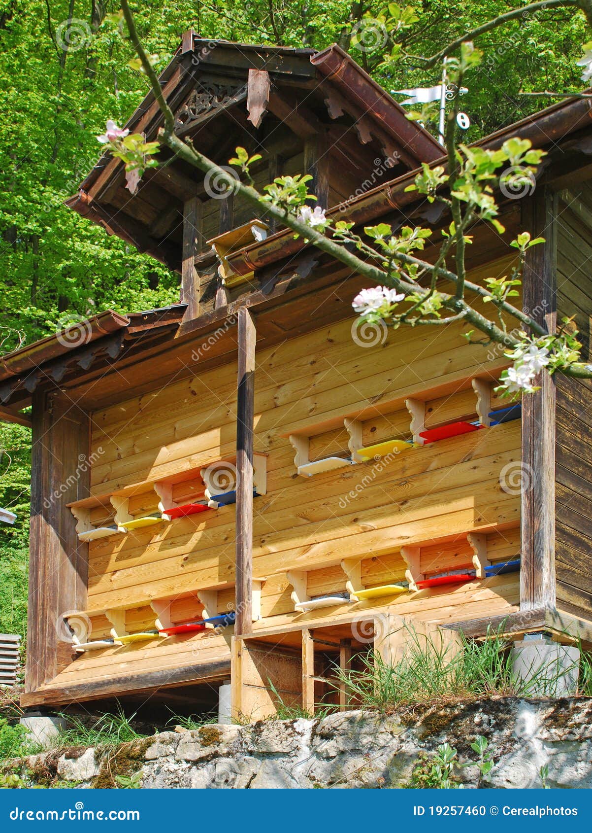 Bee hut stock photo. Image of beekeeper, tree, orchard - 19257460