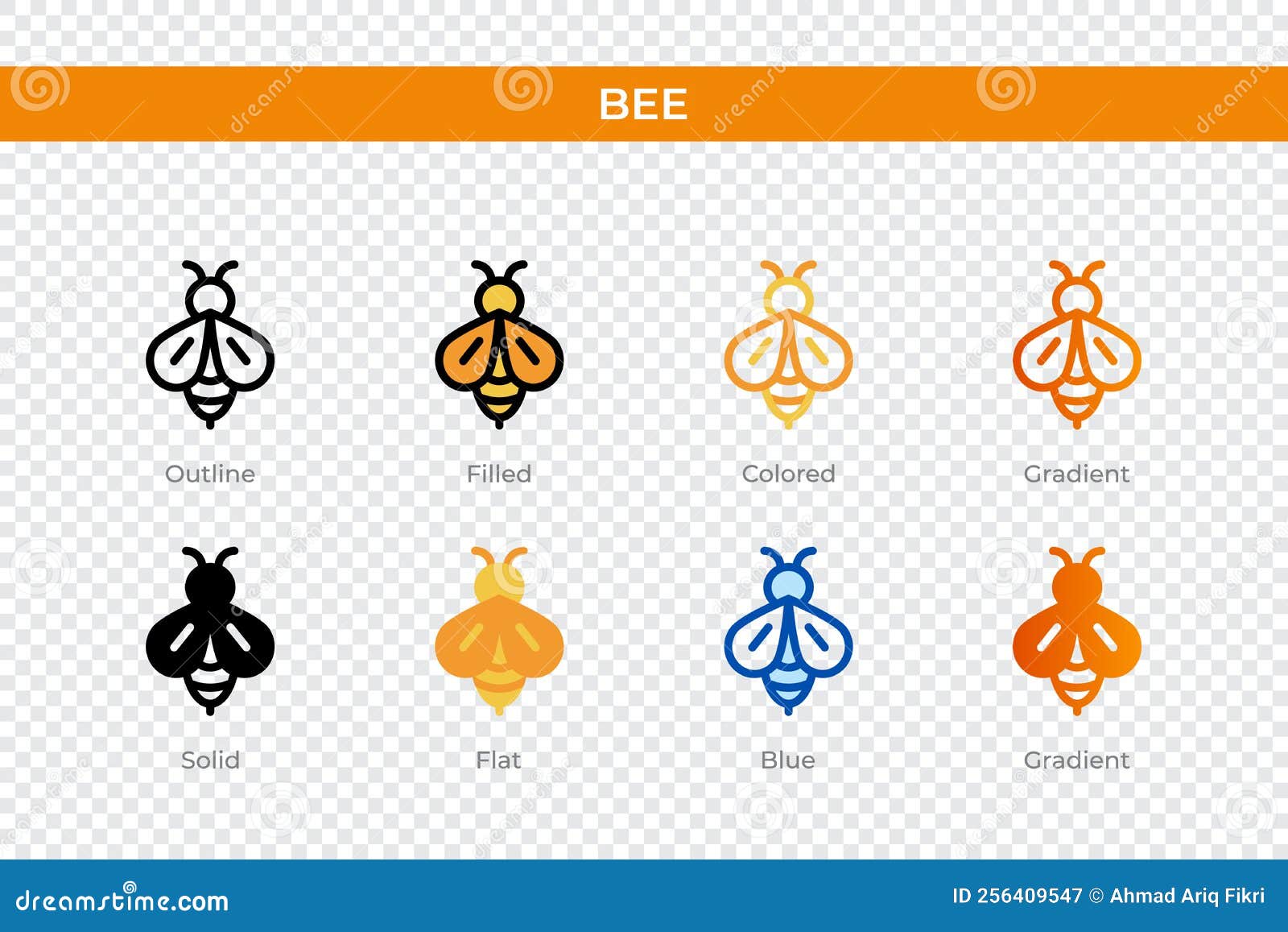 Bee Icon in Different Style. Bee Vector Icons Designed in Outline ...