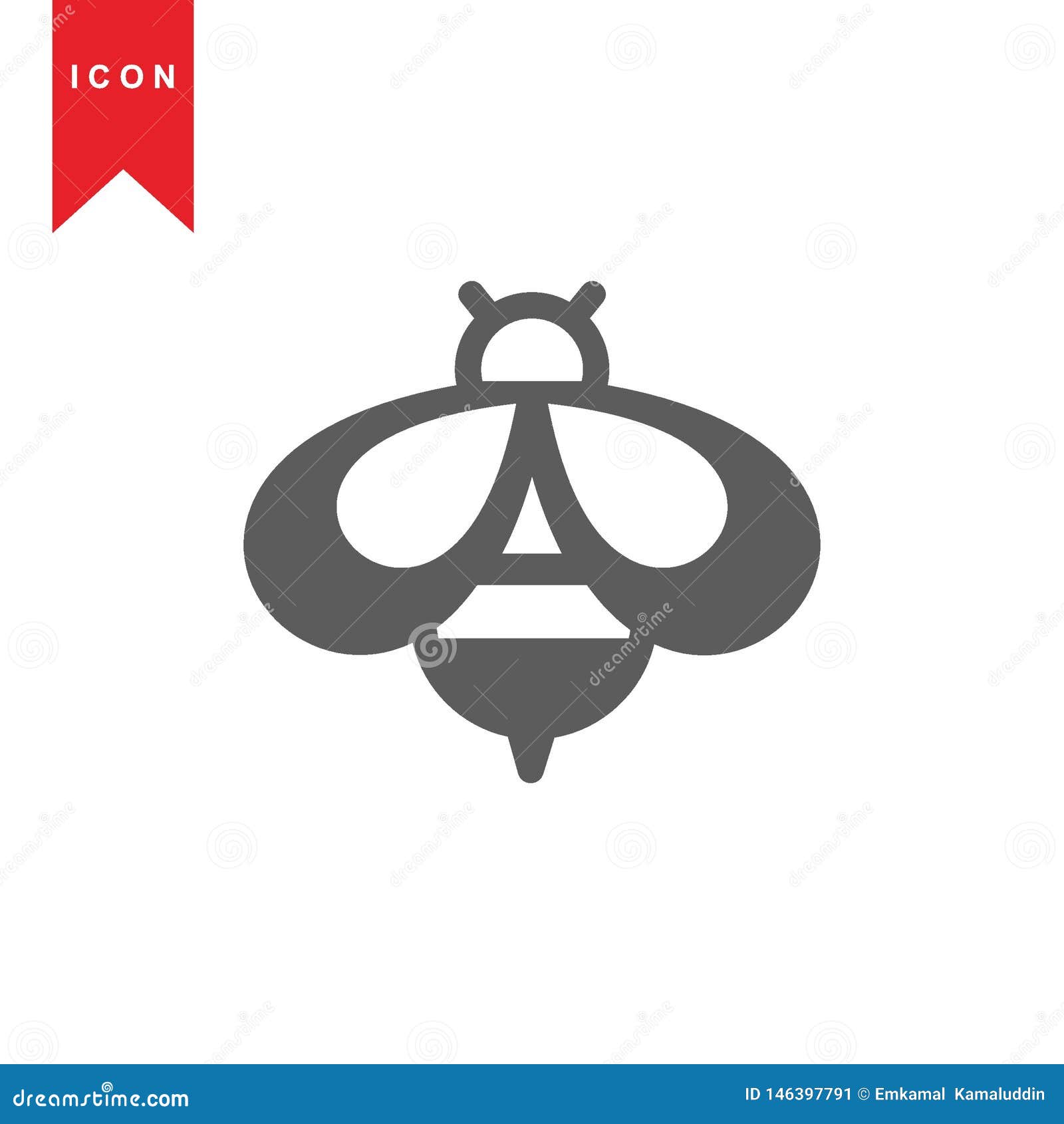 Bee Icon stock vector. Illustration of funny, vector - 146397791