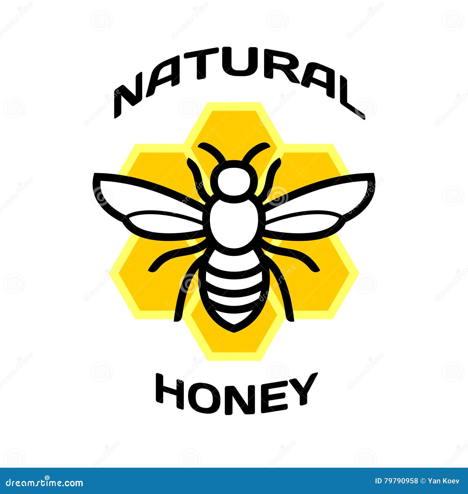 Bee Icon. Natural Honey Package Logo. Stock Vector - Illustration of ...