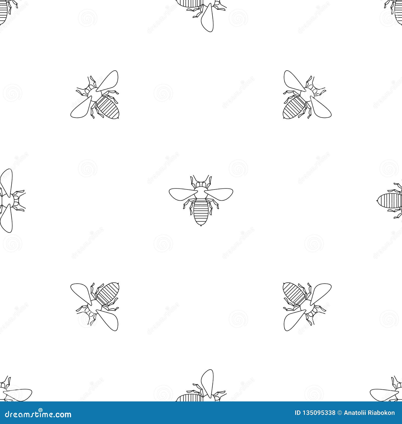 Bee icon, outline style stock vector. Illustration of background ...