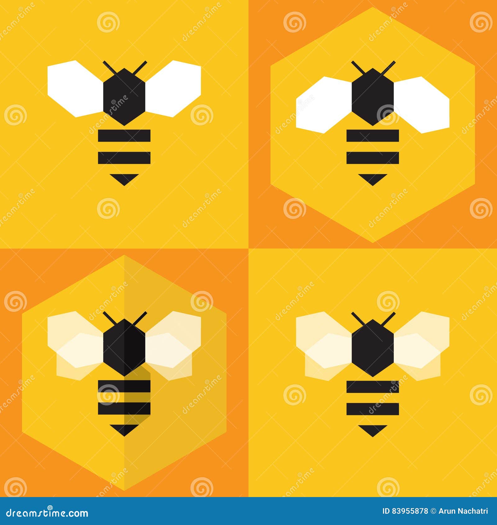 Bee Icon Set stock vector. Illustration of sign, vector - 83955878