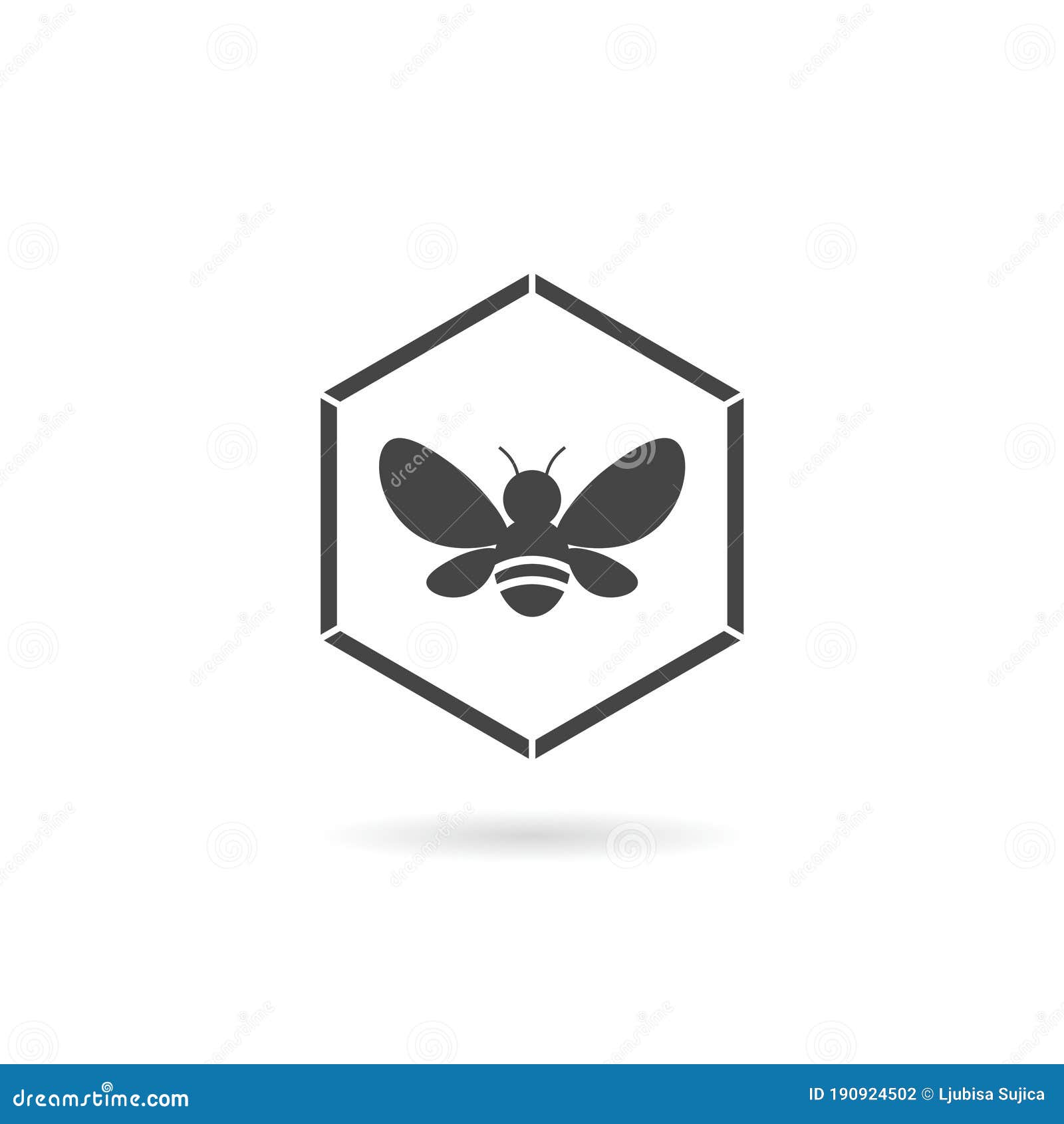 Bee icon with shadow stock vector. Illustration of buzz - 190924502