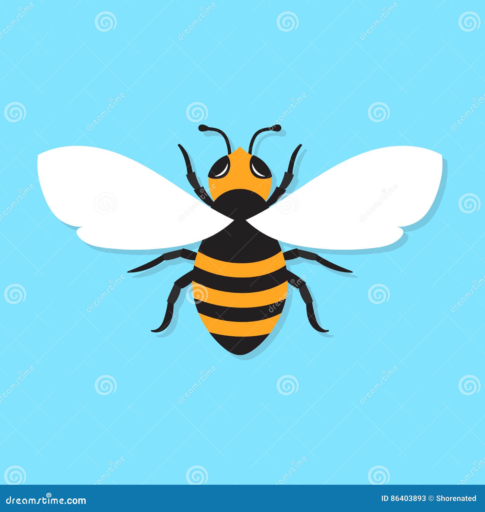 Bee Icon, Vector Flat Illustration. Stock Vector - Illustration of ...