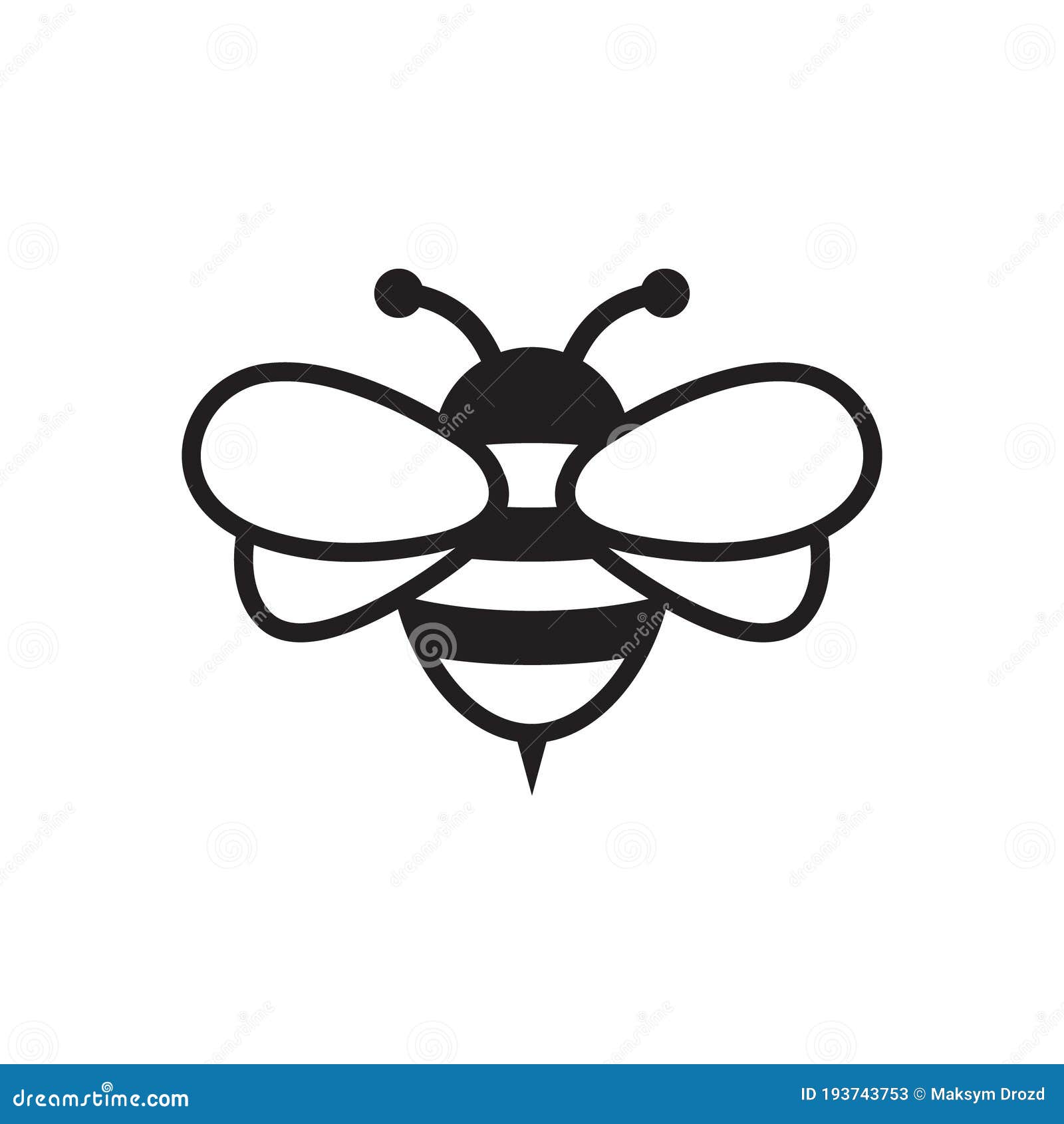 Bee Icon on White Background Stock Vector - Illustration of animal ...