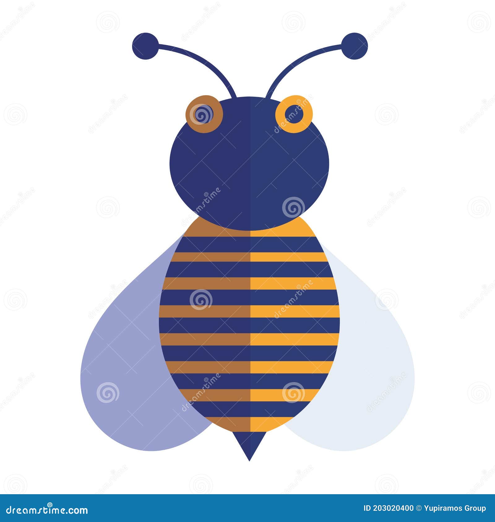 Bee Insect Animal Comic in Cartoon Flat Icon Style Stock Vector ...