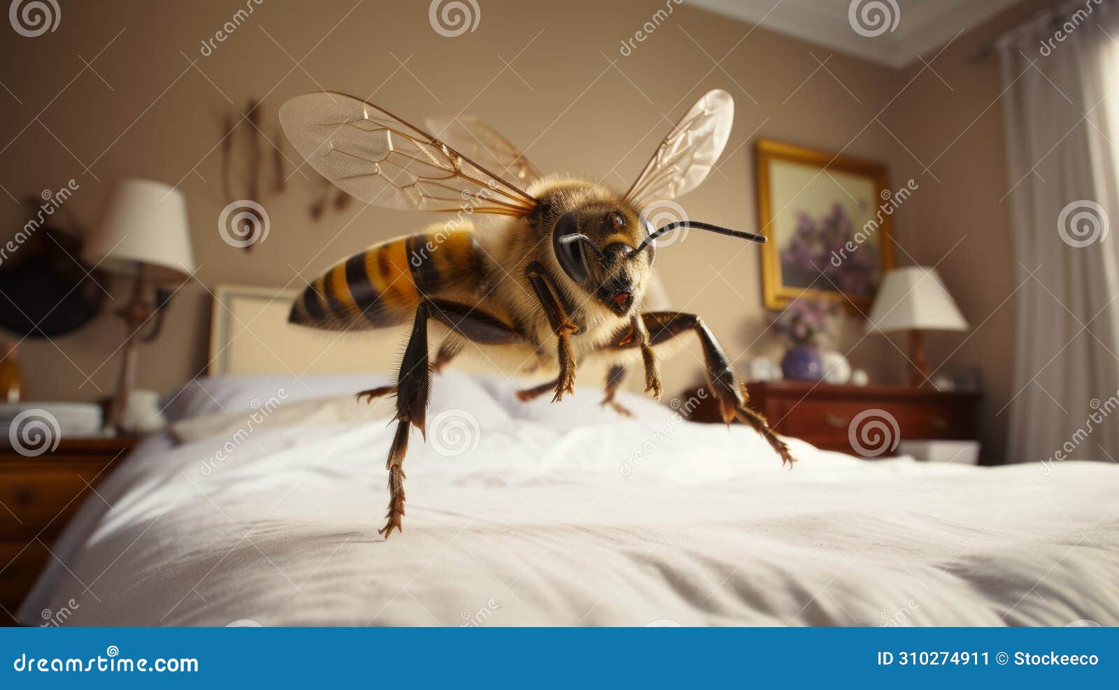 Bee Jumping on Bed Sheets stock illustration. Illustration of nature ...