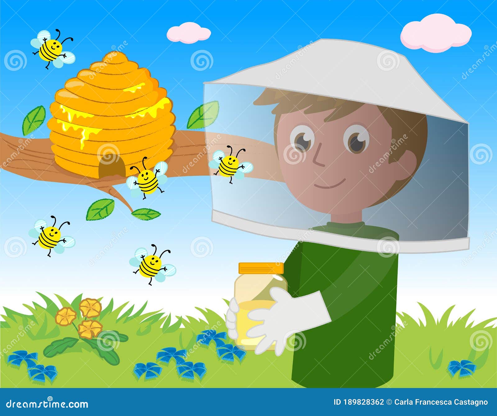 Bee Keeper and Hive Vector Illustration Stock Vector - Illustration of ...