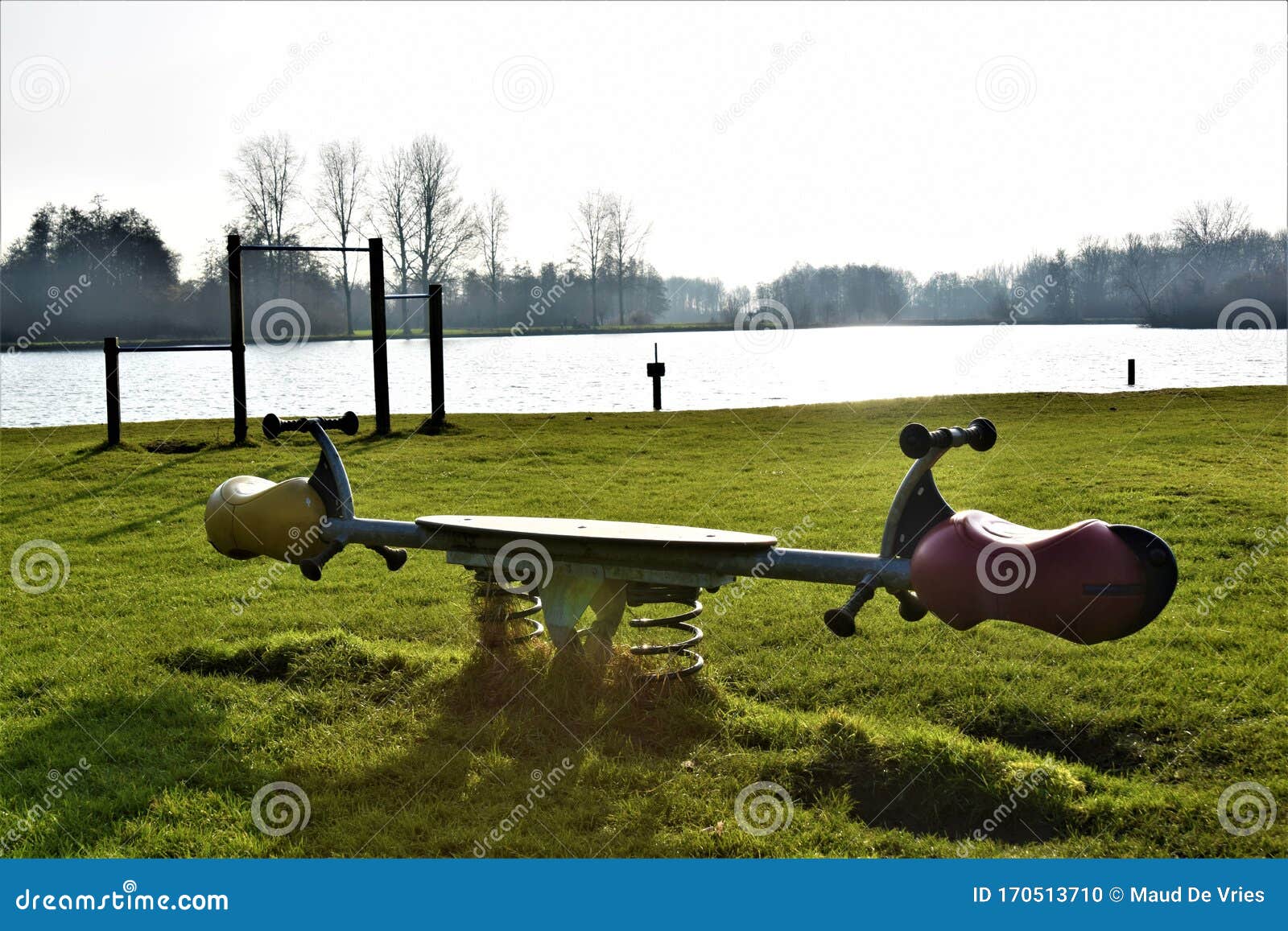 Bee and Ladybug Skip in Park with Lake Stock Photo - Image of happy ...